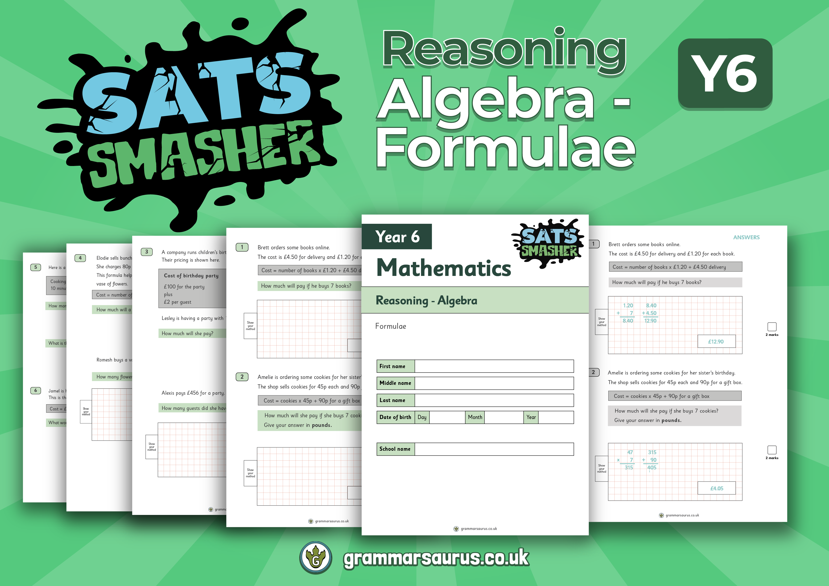 Y6 SATs Smasher (Maths): Reasoning – Algebra Formulae - Grammarsaurus