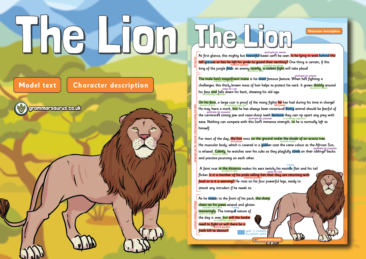 Year 2 Model Text – Character Description – The Lion - Grammarsaurus