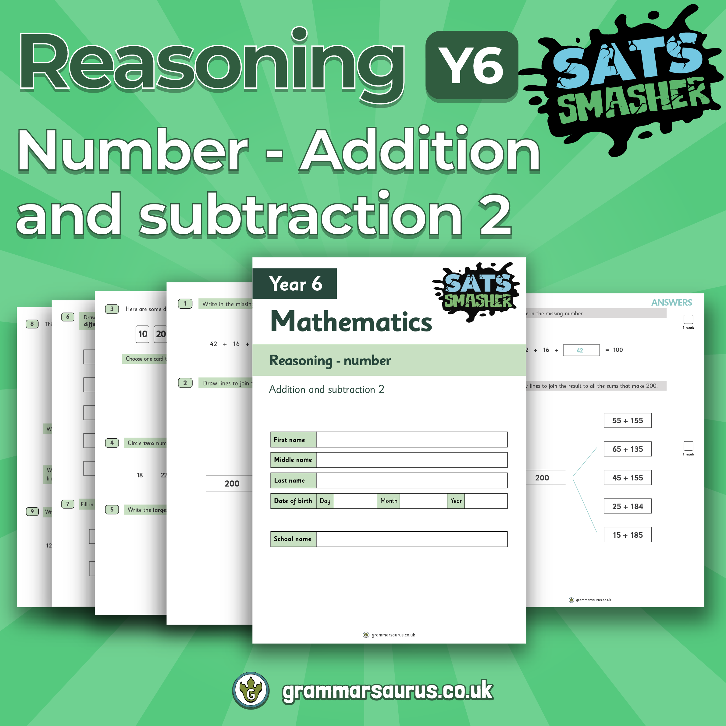 Addition and subtraction 2 - Grammarsaurus