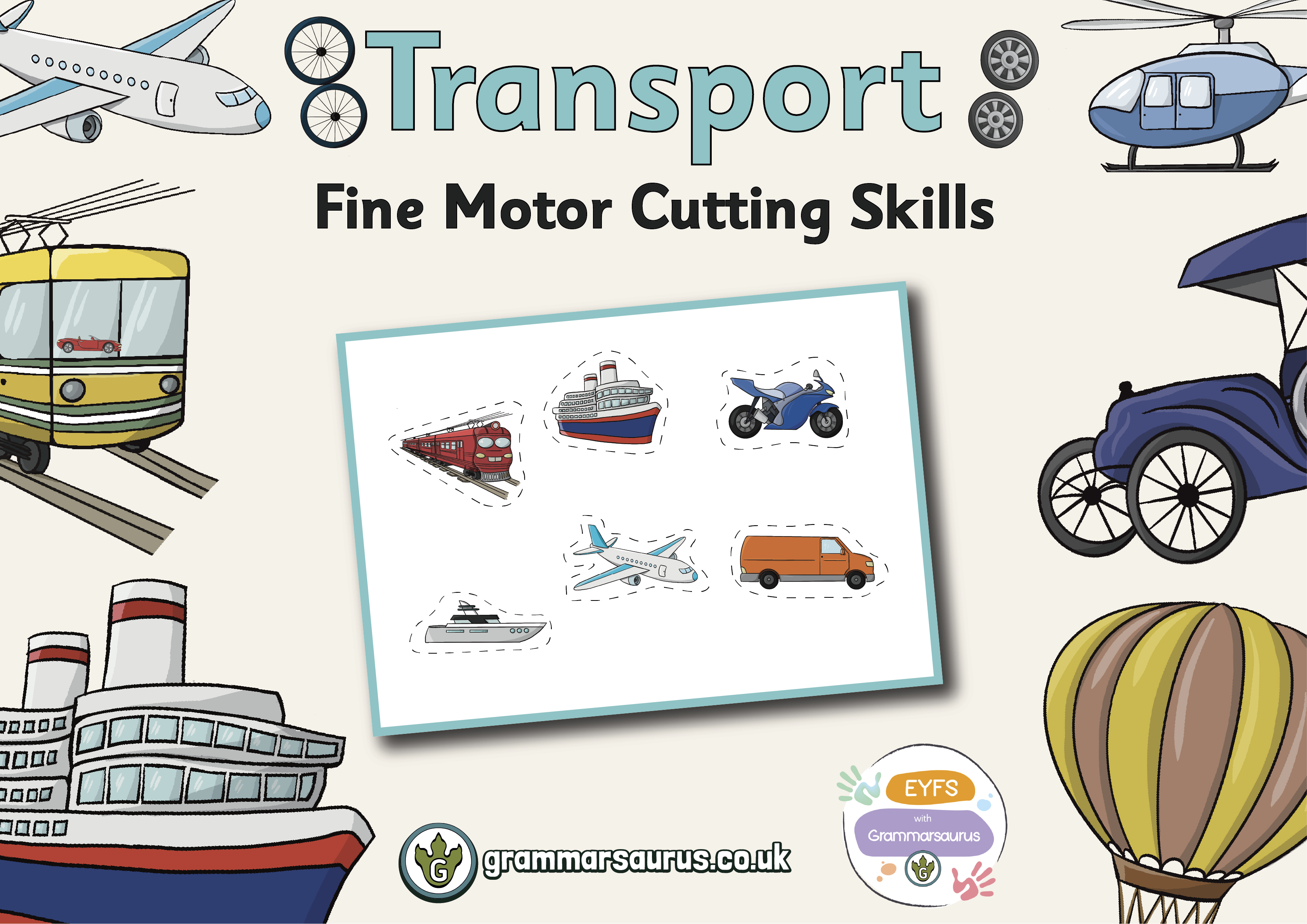 EYFS Transport – Fine Motor Cutting Skills - Grammarsaurus