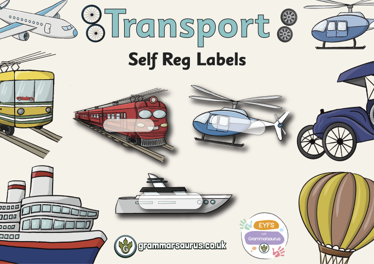 EYFS Transport – Self Reg Labels - Grammarsaurus