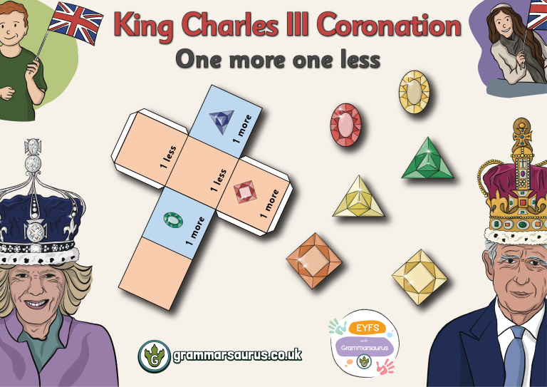 EYFS King Charles III Coronation – One More One Less - Grammarsaurus