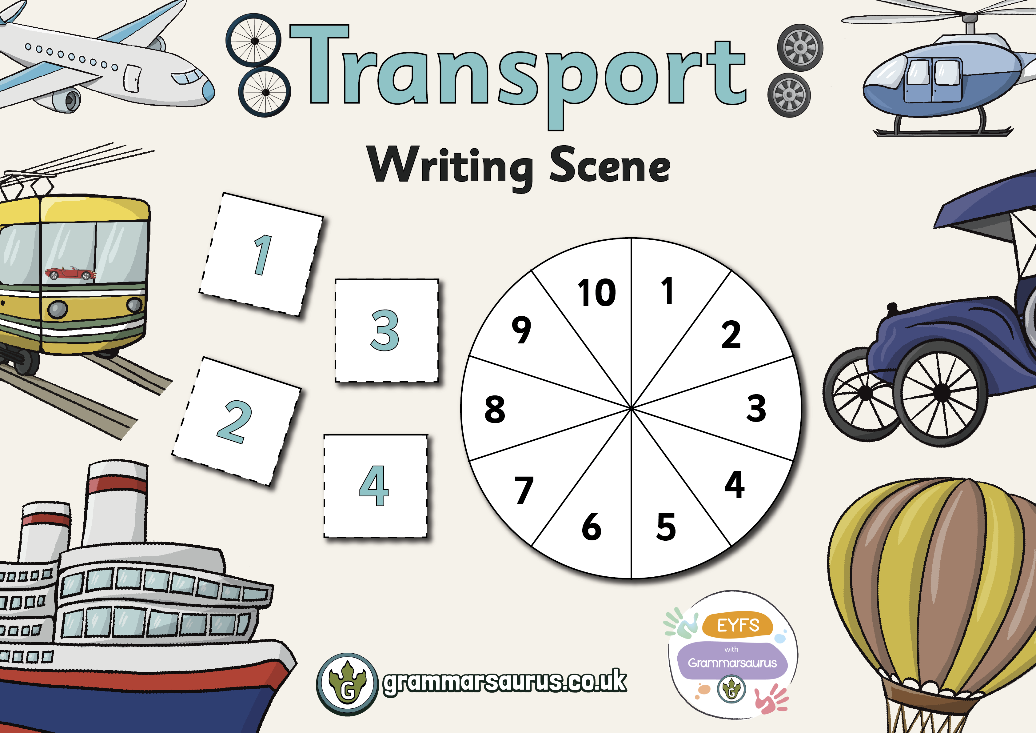EYFS Transport – Writing Scene - Grammarsaurus