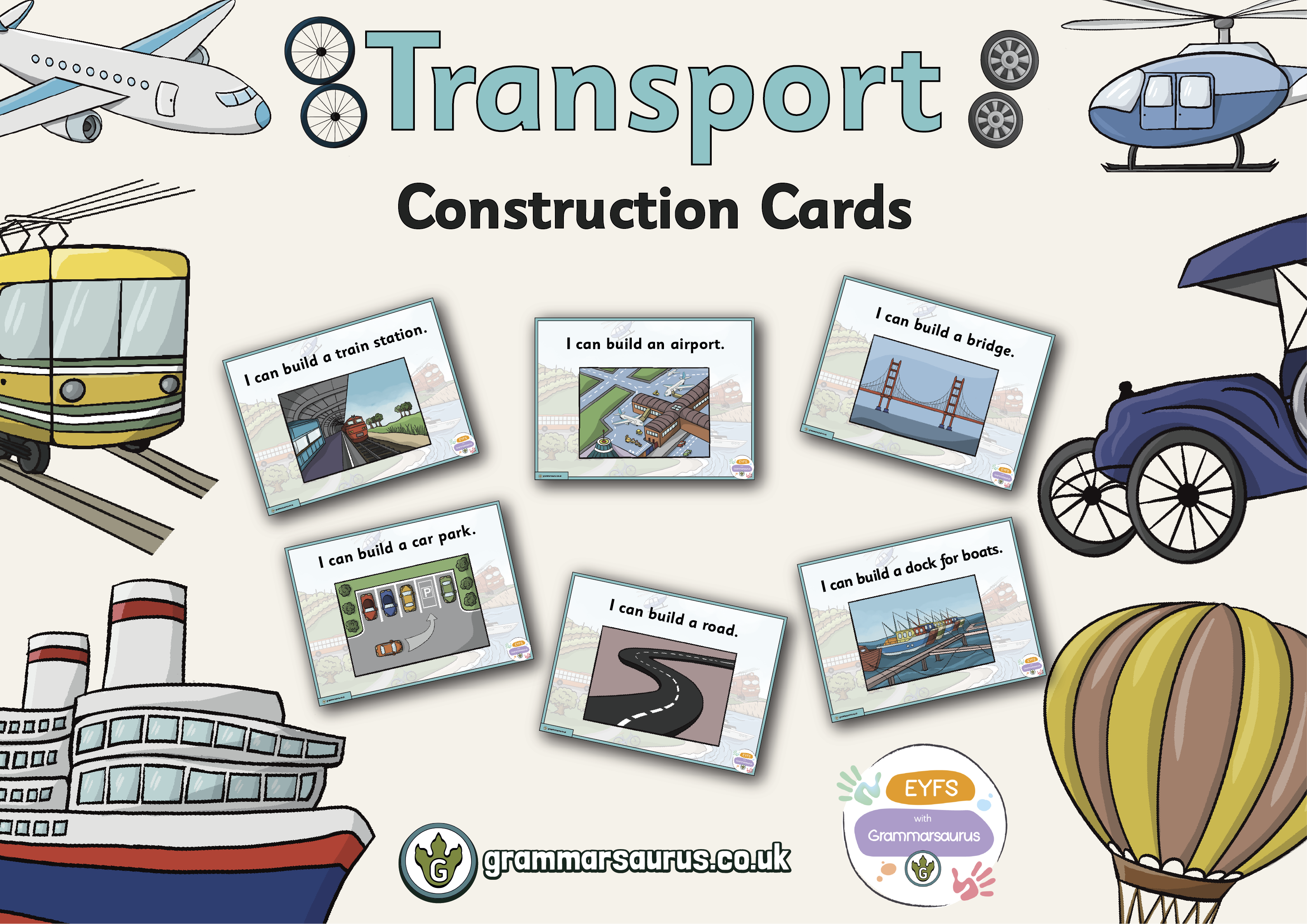 EYFS Transport – Construction Cards - Grammarsaurus