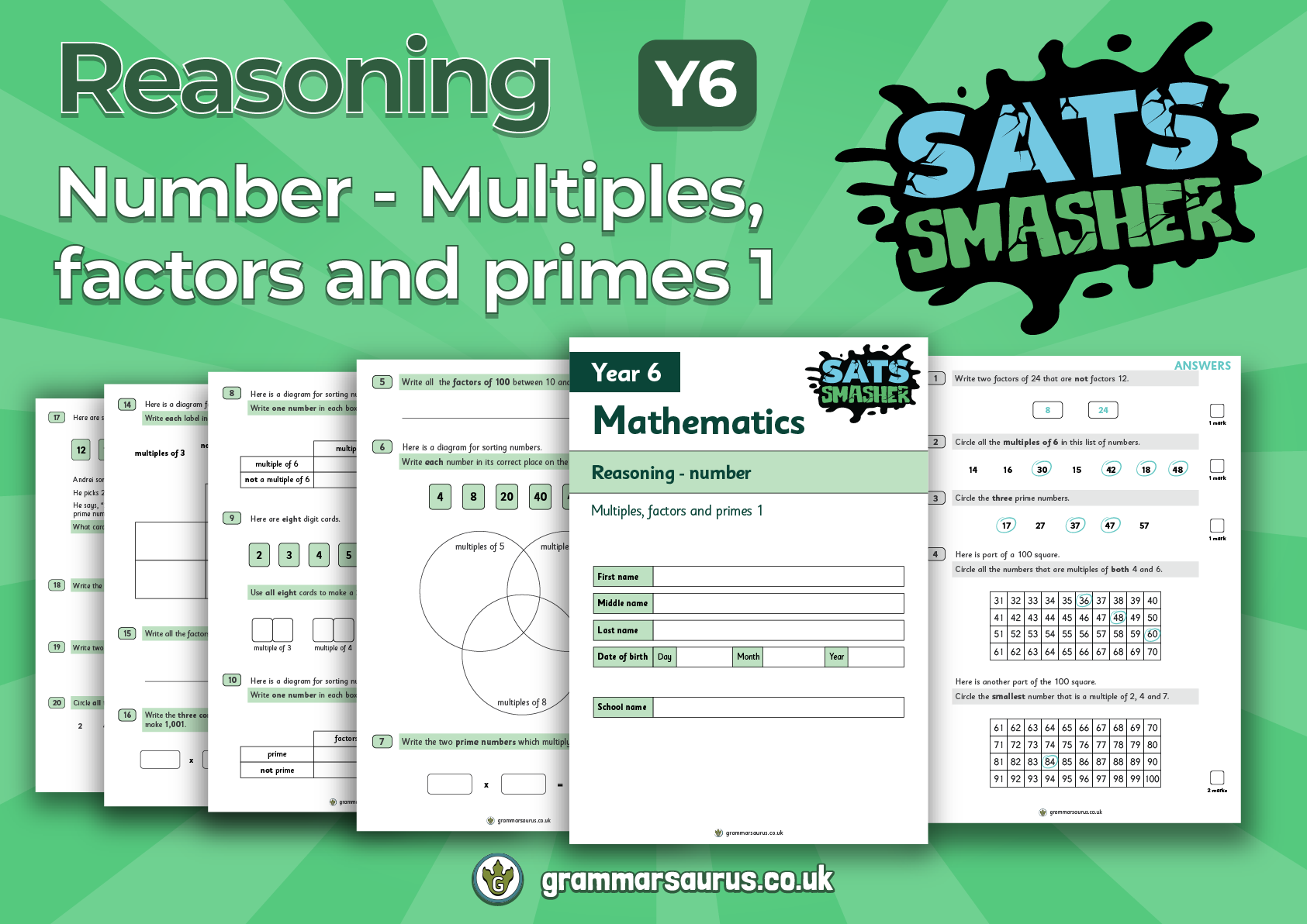 Y6 SATs Smasher (Maths): Reasoning - Number -Multiples, Factors and ...