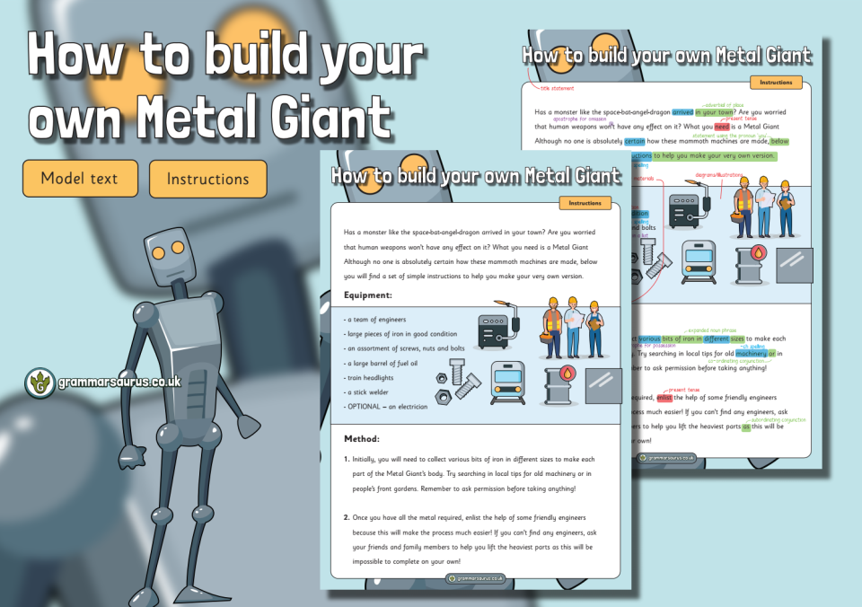 Year 3 Model Text – Instructions – How to build your own metal giant ...