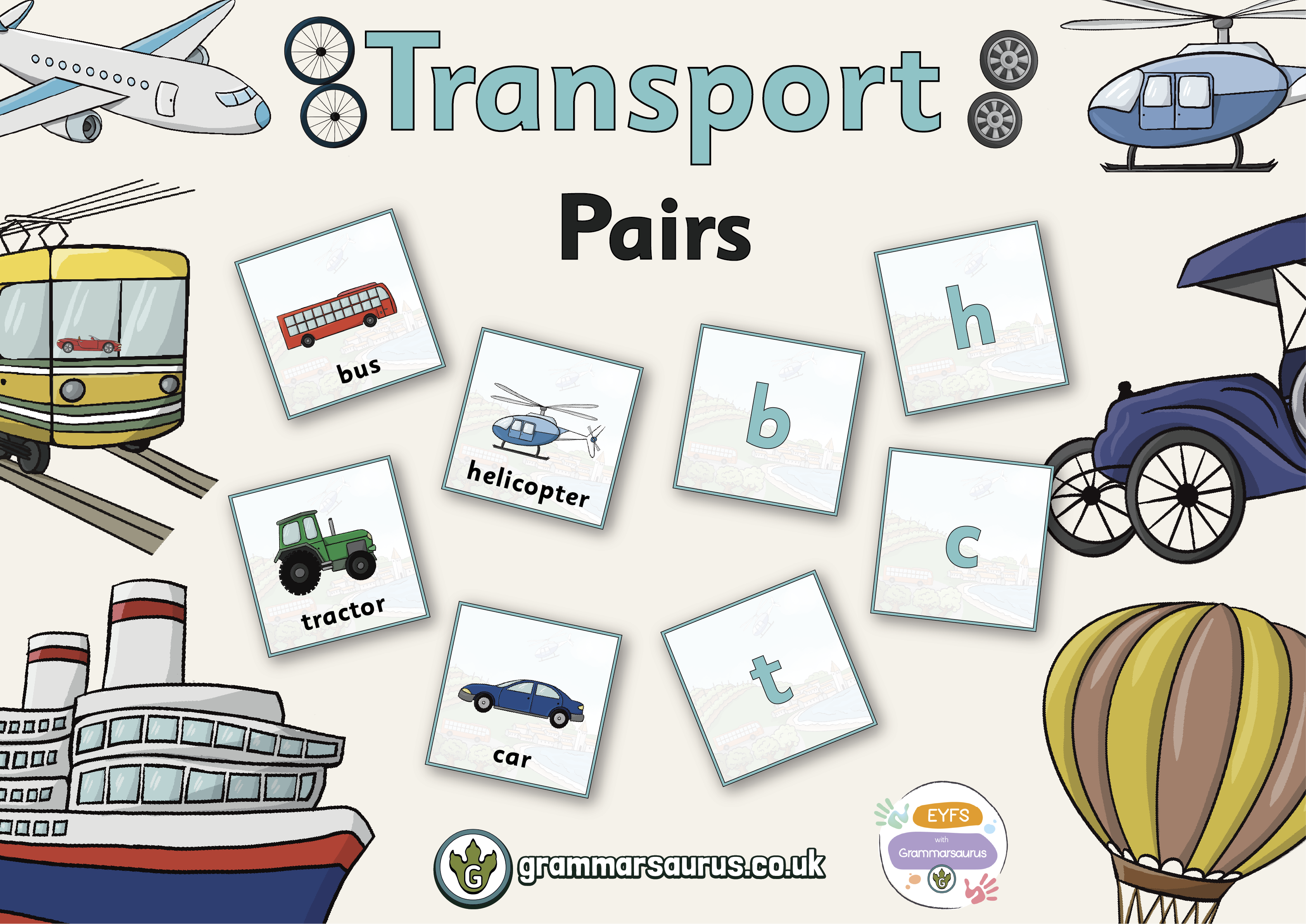 EYFS Transport – Pairs - Grammarsaurus