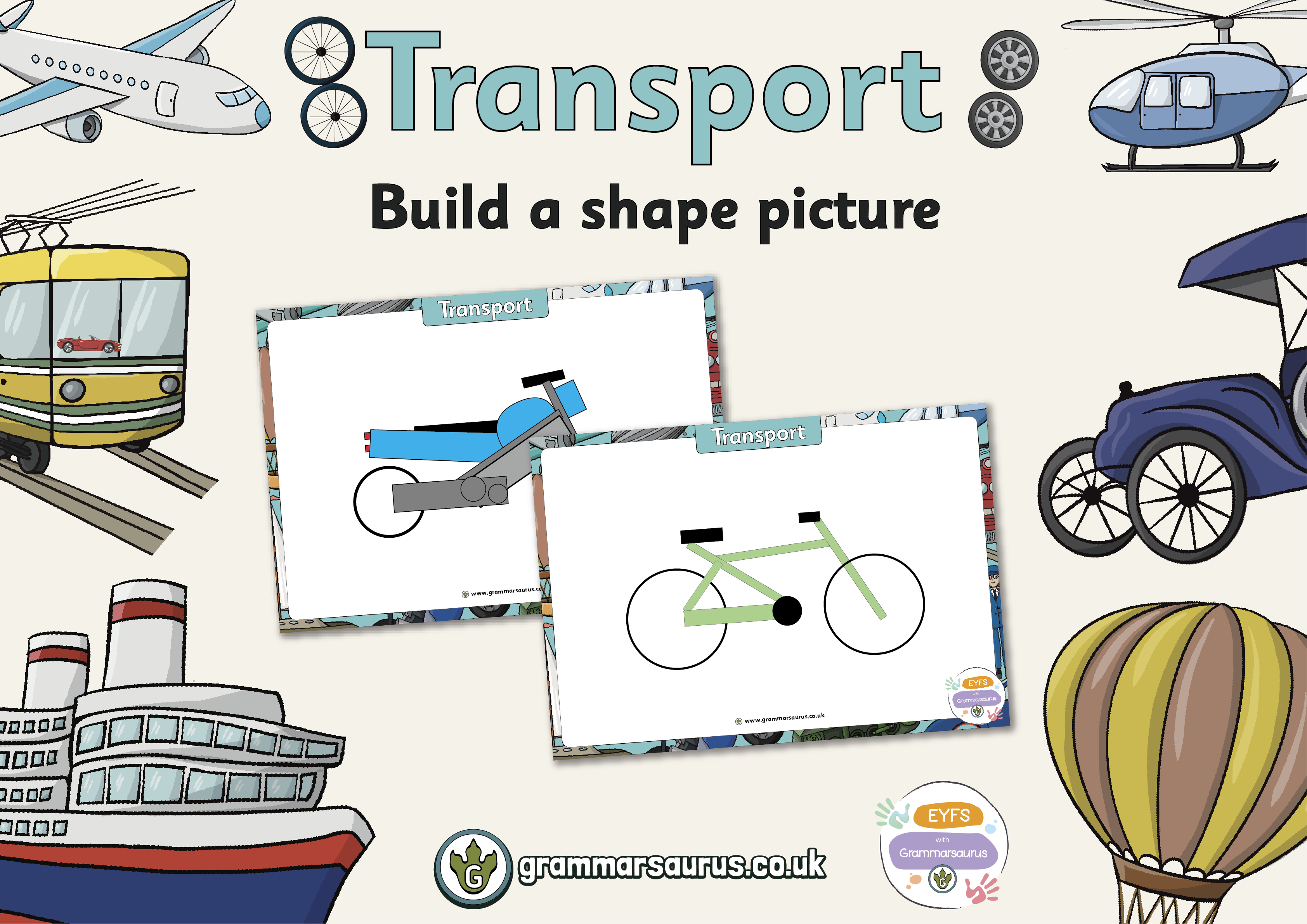 EYFS Transport – Build a Shape Picture - Grammarsaurus