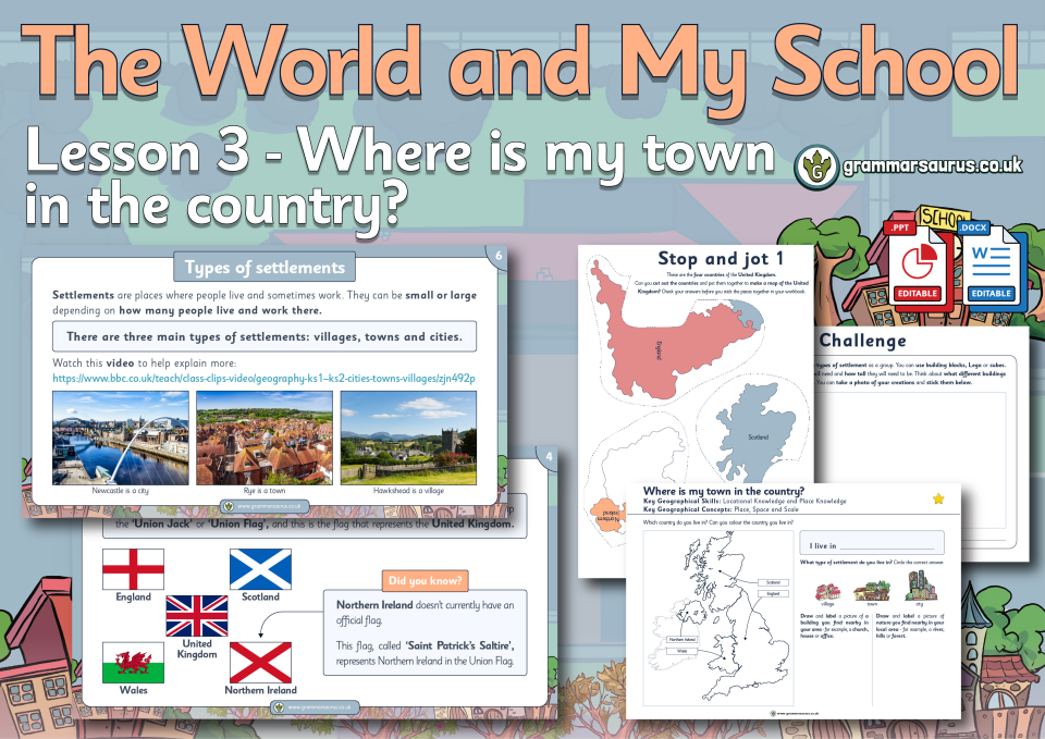 Year 1 Geography - The World and My School - Where is my town in the ...