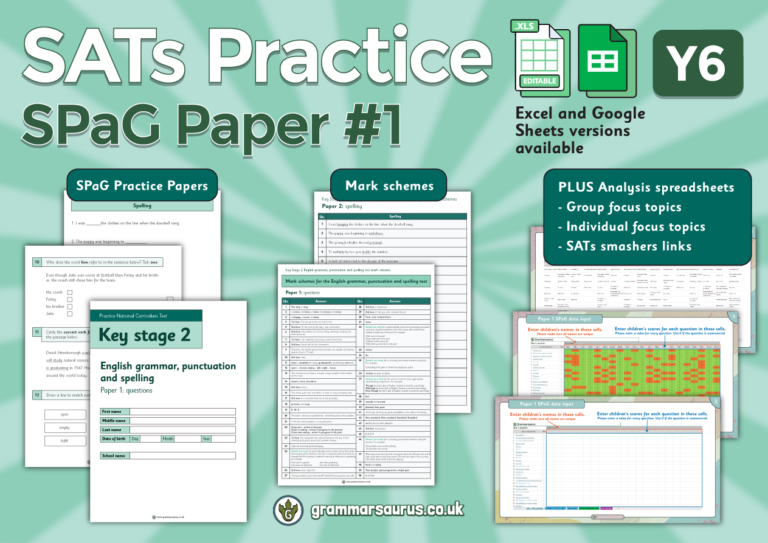 Year 6 SATs Practice - SPaG Paper 1 - Grammarsaurus