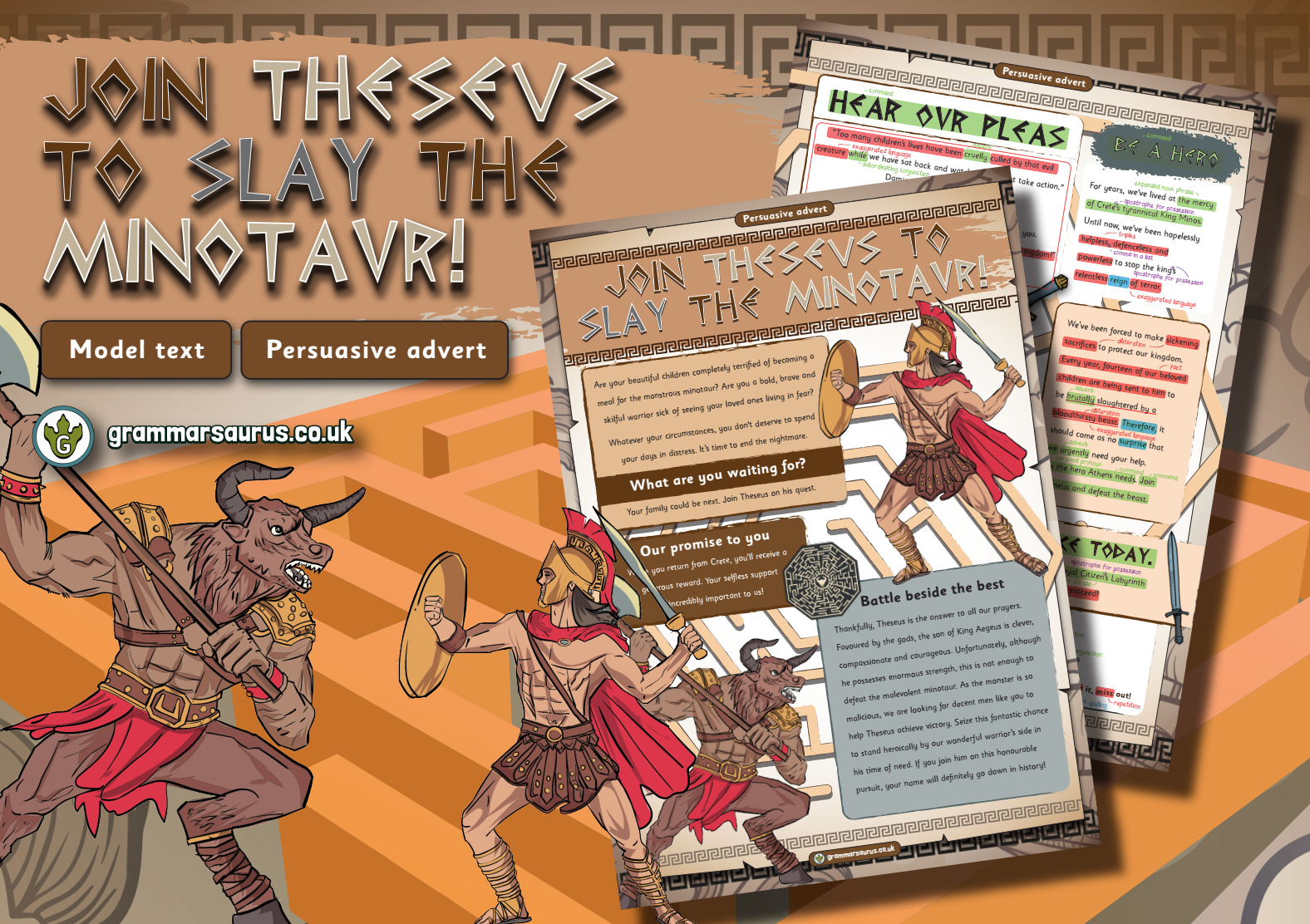 Year 4 Model Text – Persuasive Advert – Join Theseus to slay the ...