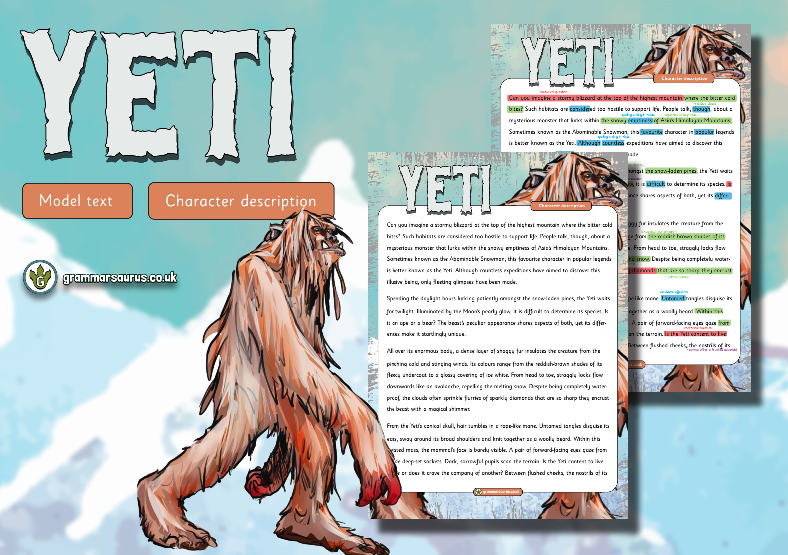 Year 4 Model Text – Character description – Yeti - Grammarsaurus