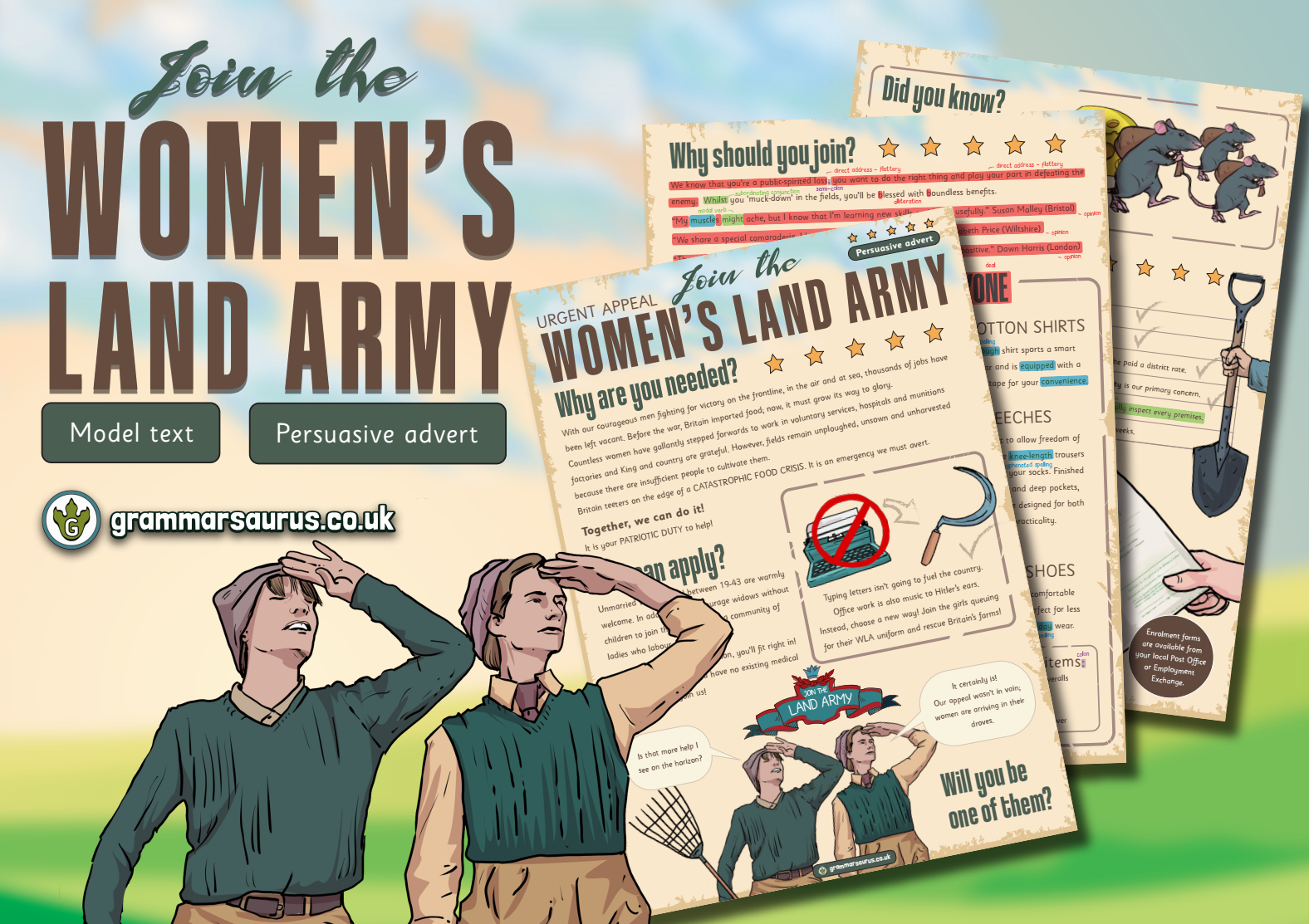 Year 6 Model Text – Persuasive advert – Join the Women's Land Army ...