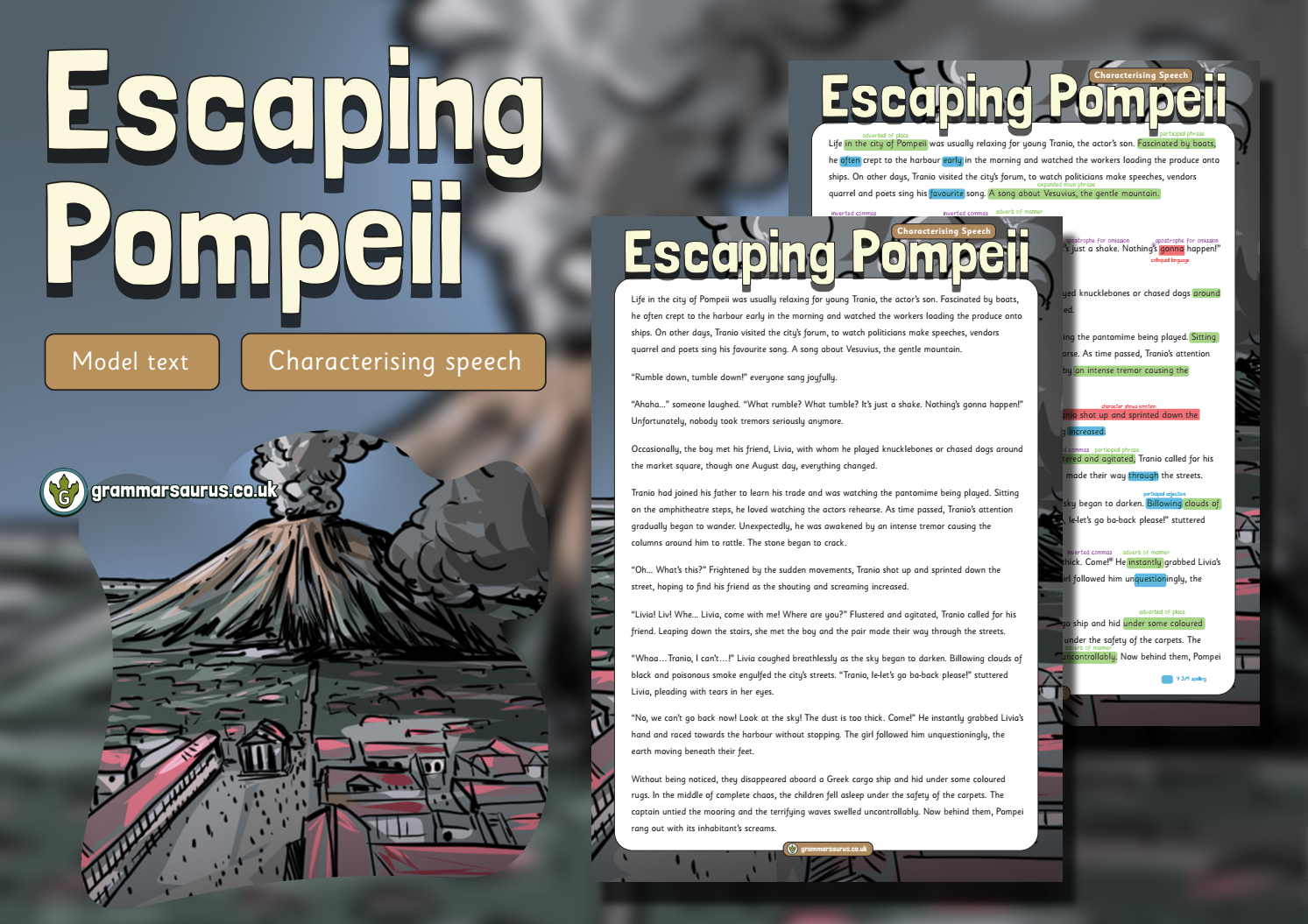 Year 3 Model Text – Characterising speech – Escaping Pompeii ( gbsct P3 ...