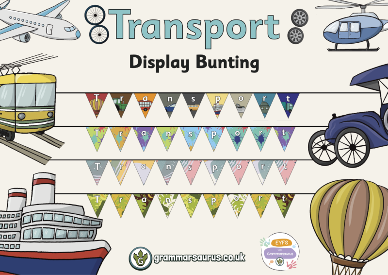 EYFS Transport – Display Bunting - Grammarsaurus