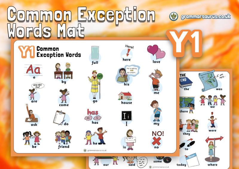 Year 1 - Common Exception Words Mat - Grammarsaurus