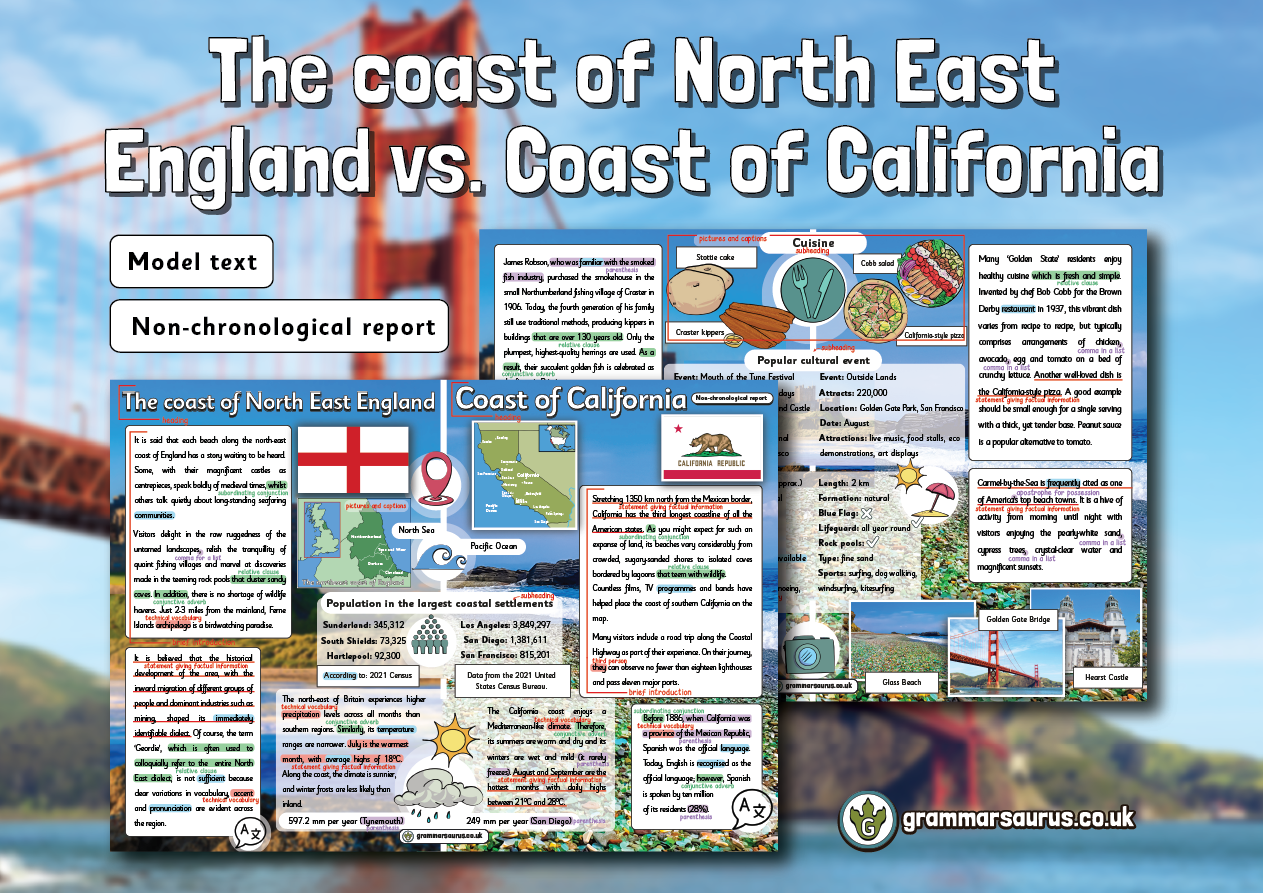 Year 5 Model Text – Non-chronological report – The coast of North East ...