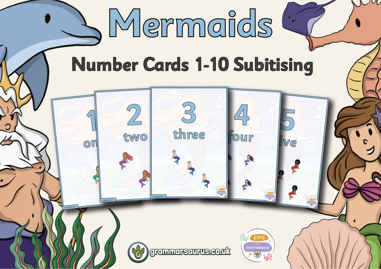 EYFS Mermaids – Number Cards 1-10 Subitising - Grammarsaurus
