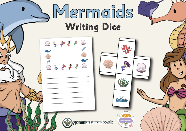 EYFS Mermaids – Writing Dice - Grammarsaurus