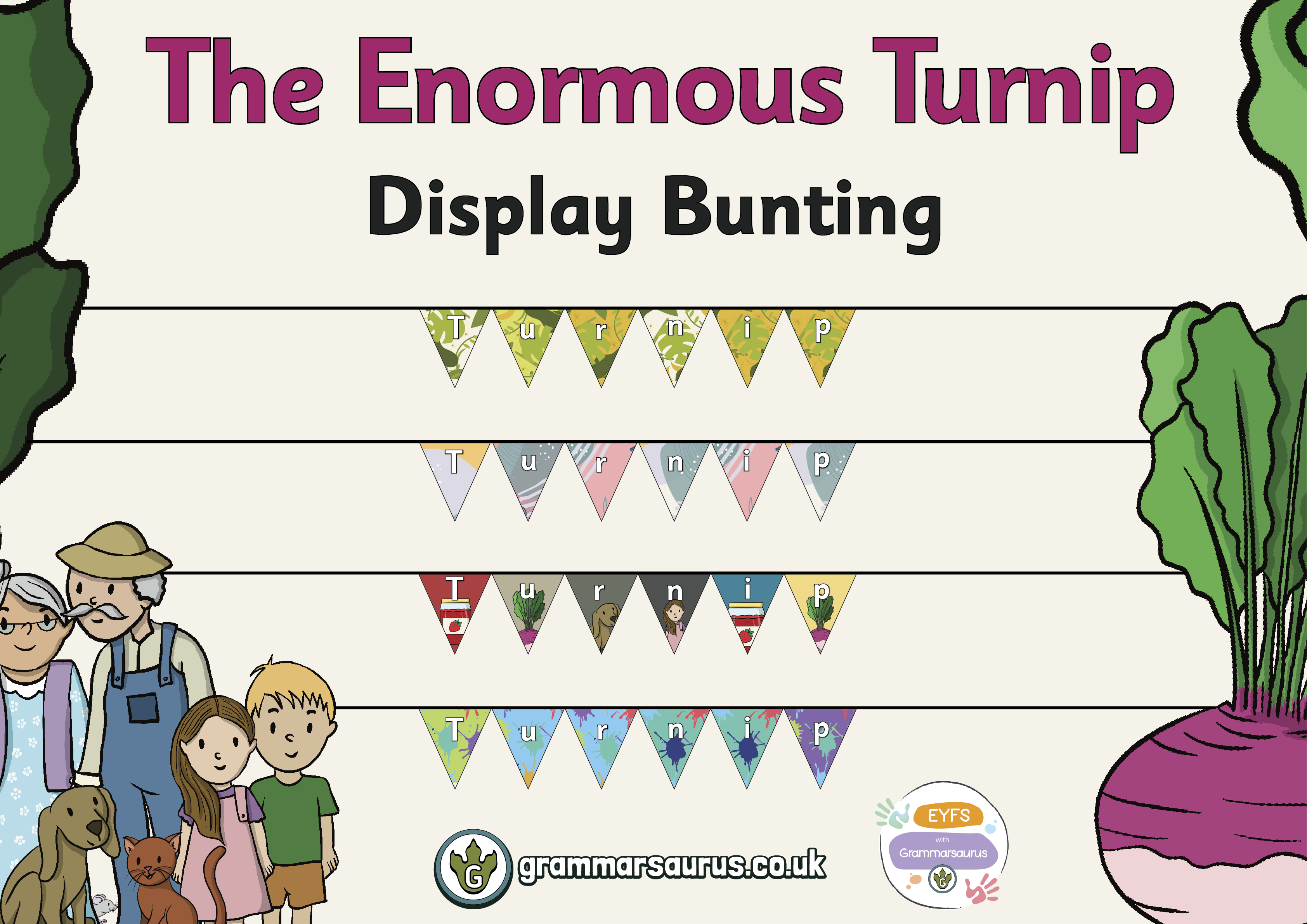 EYFS The Enormous Turnip – Display Bunting - Grammarsaurus
