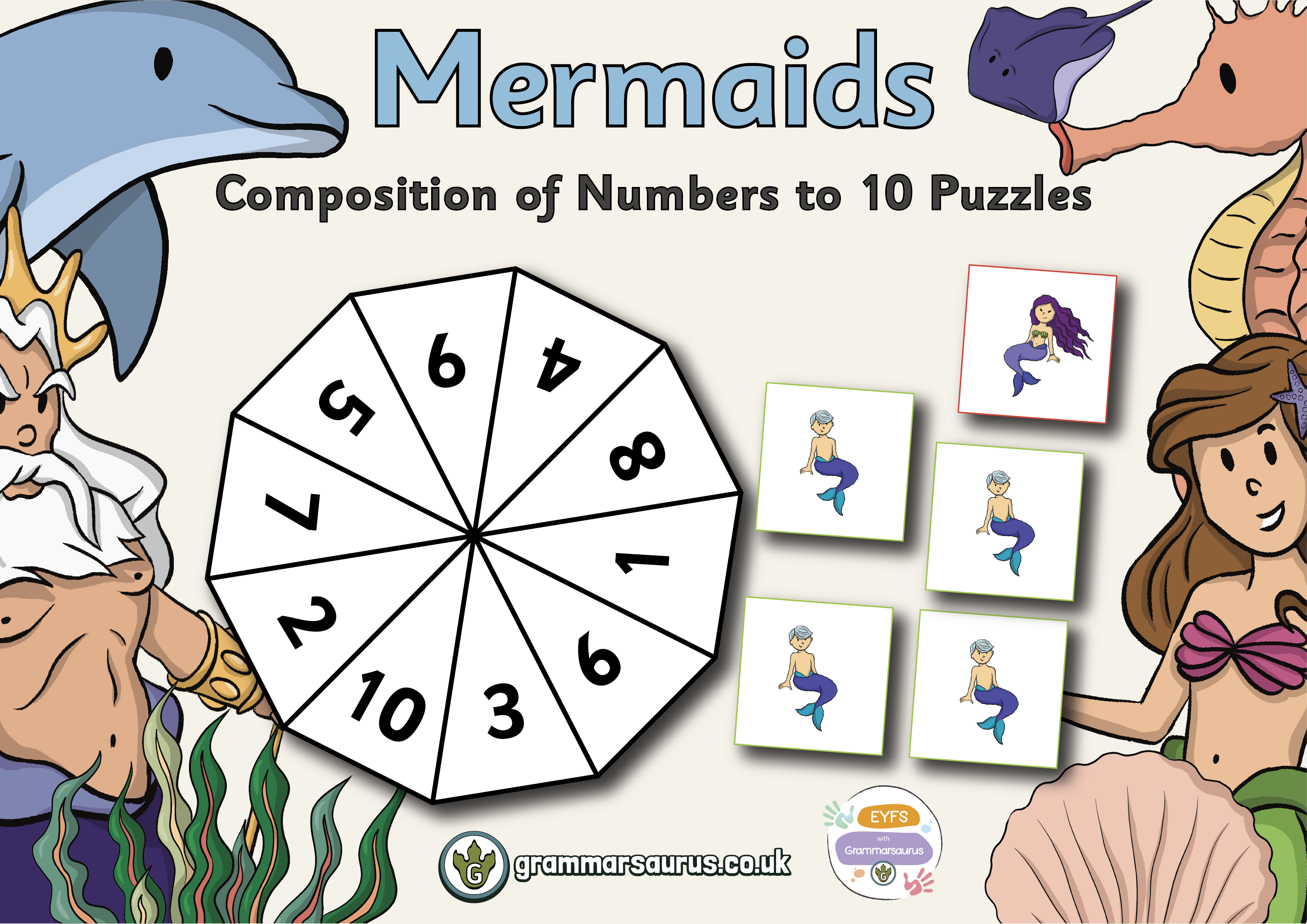 EYFS Mermaids – Composition of Numbers to 10 Puzzles - Grammarsaurus