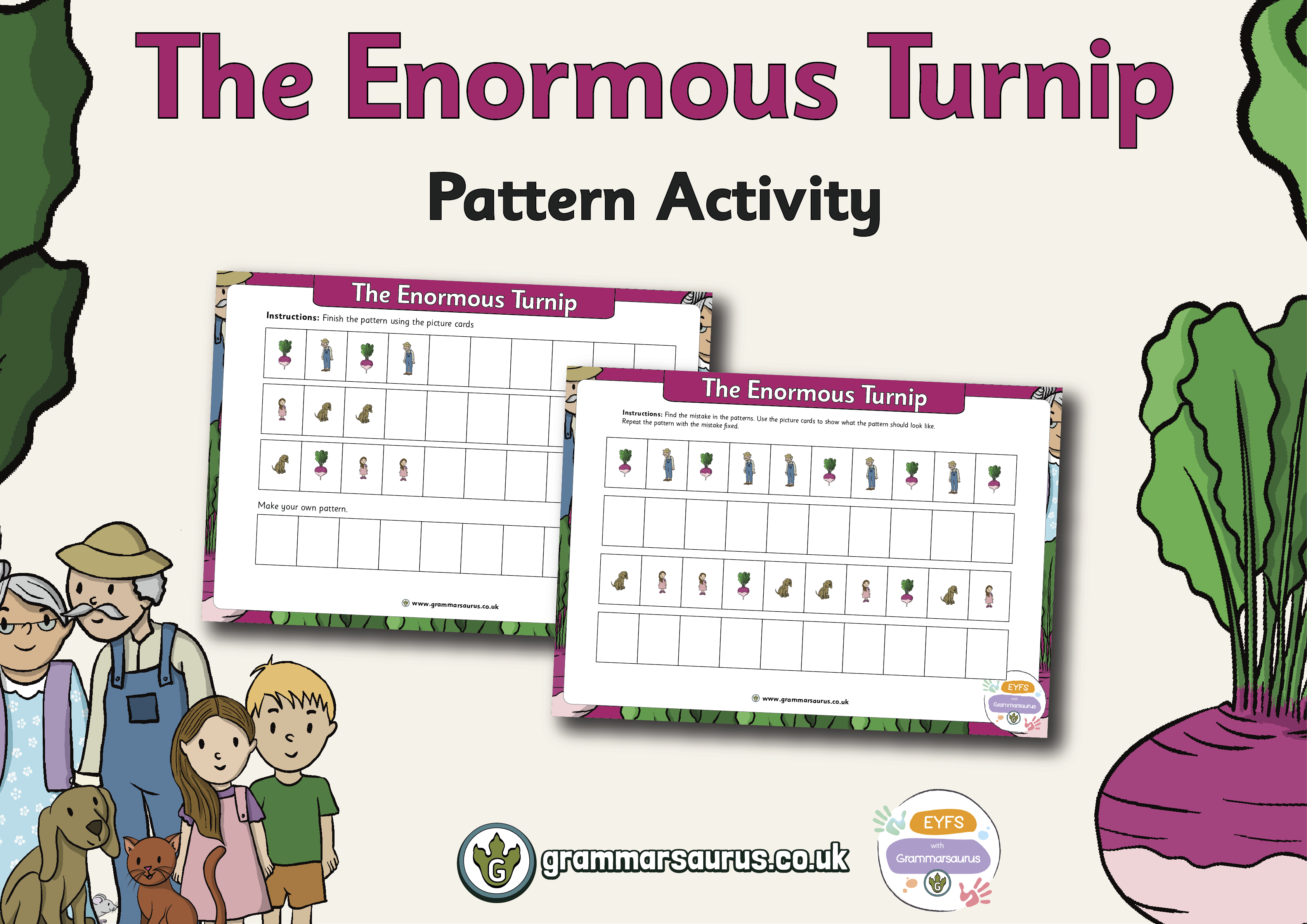 EYFS The Enormous Turnip – Pattern Activity - Grammarsaurus