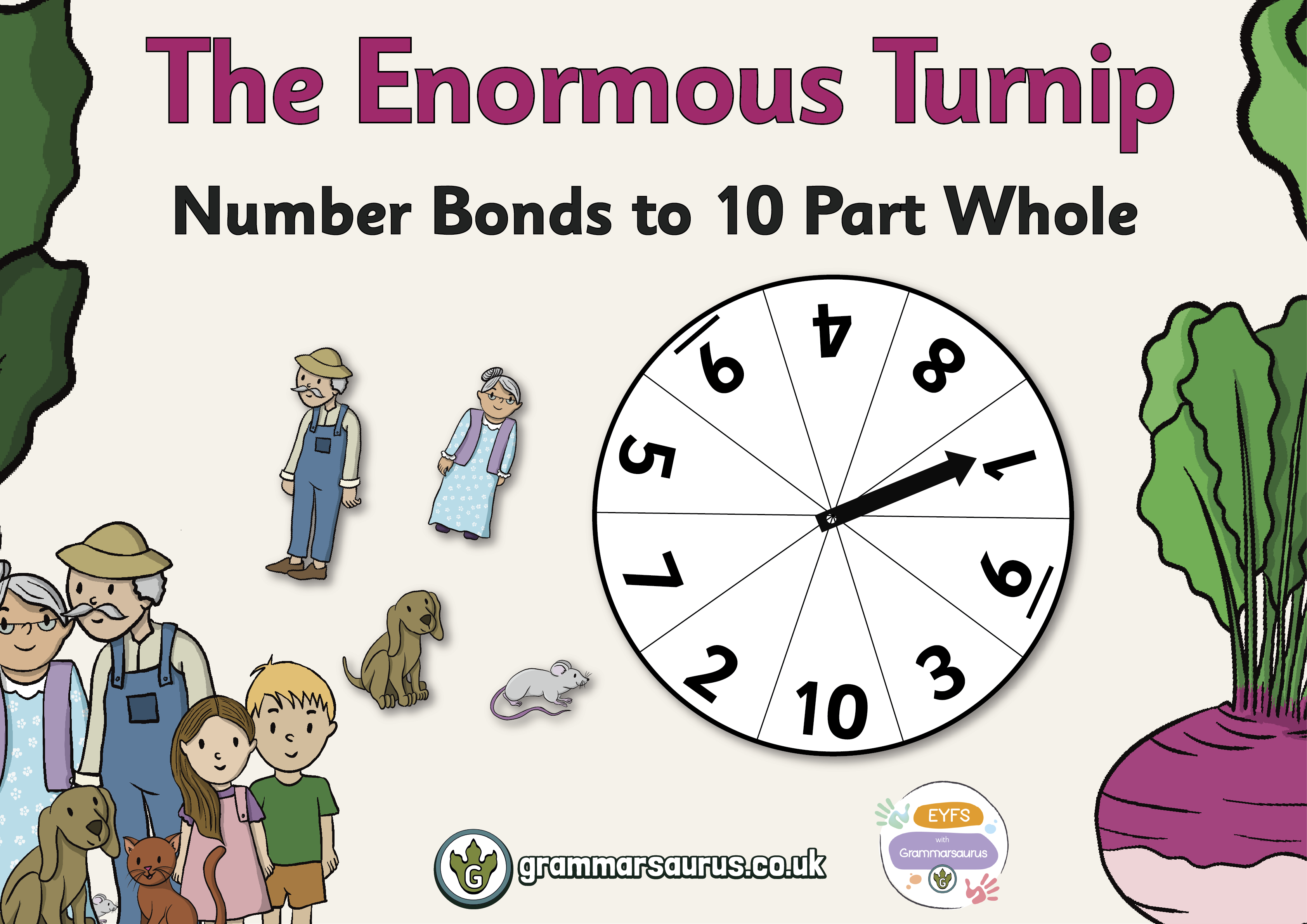 EYFS The Enormous Turnip - Number Bonds to 10 Part Whole - Grammarsaurus