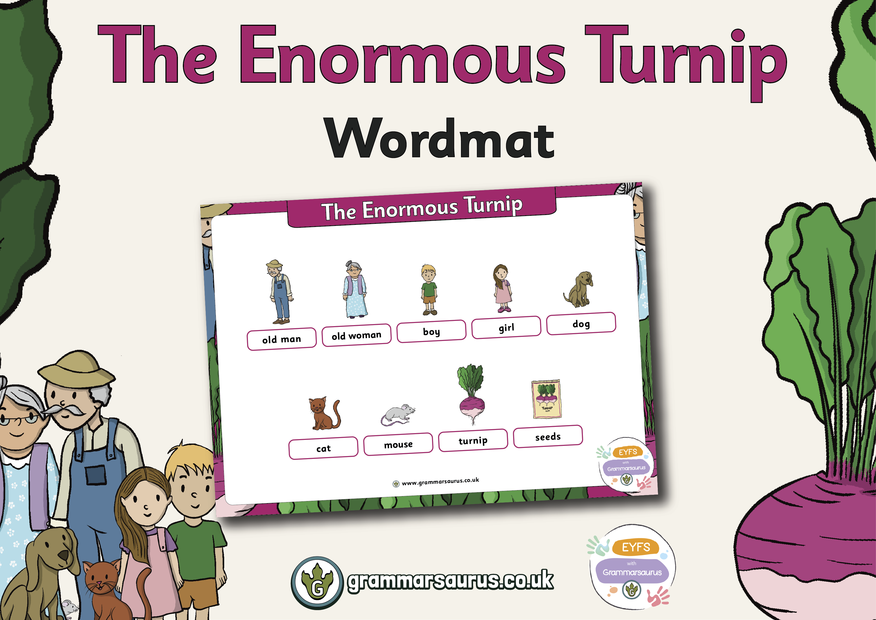 EYFS The Enormous Turnip - Wordmat - Grammarsaurus