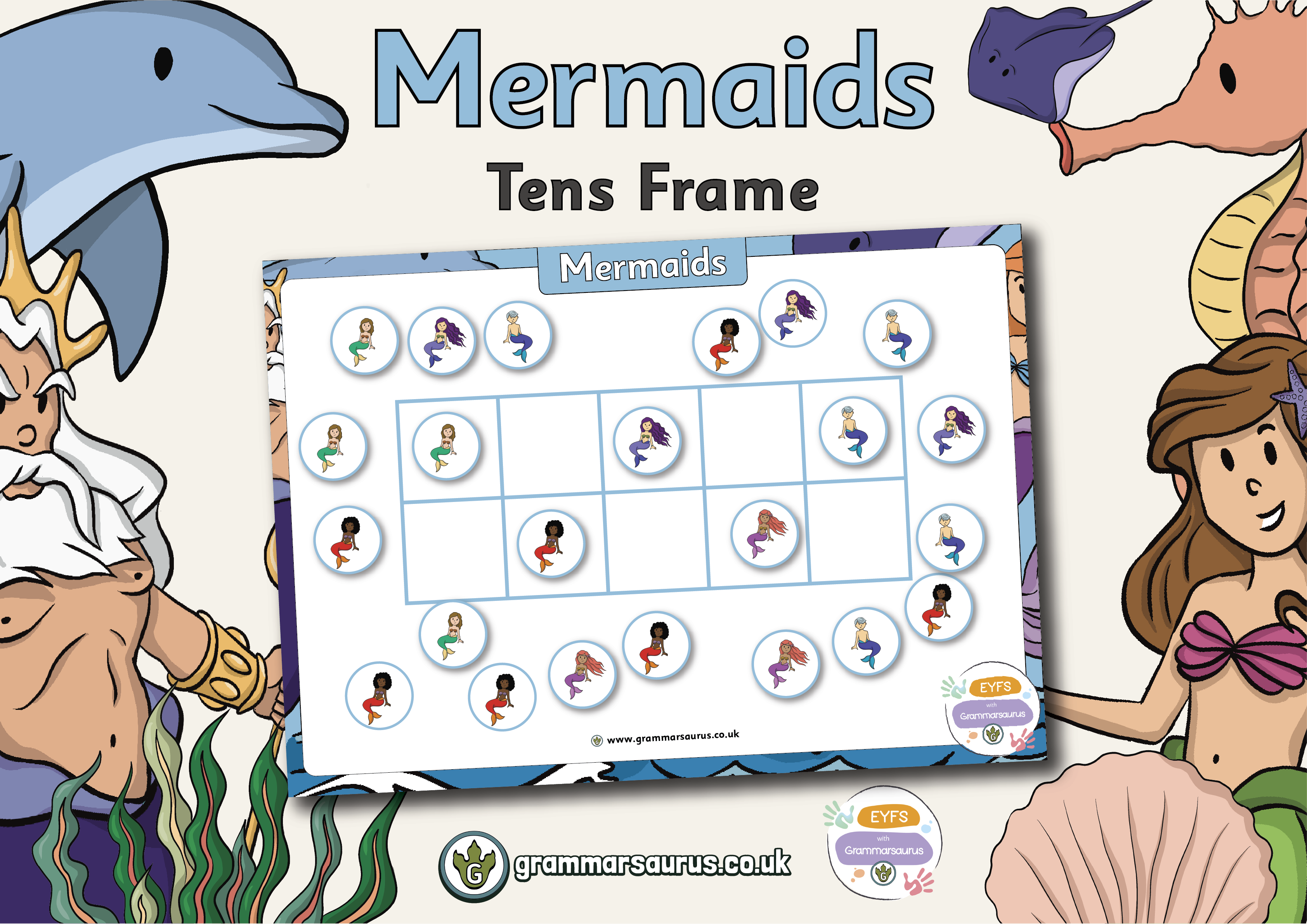 EYFS Mermaids – Tens Frame - Grammarsaurus