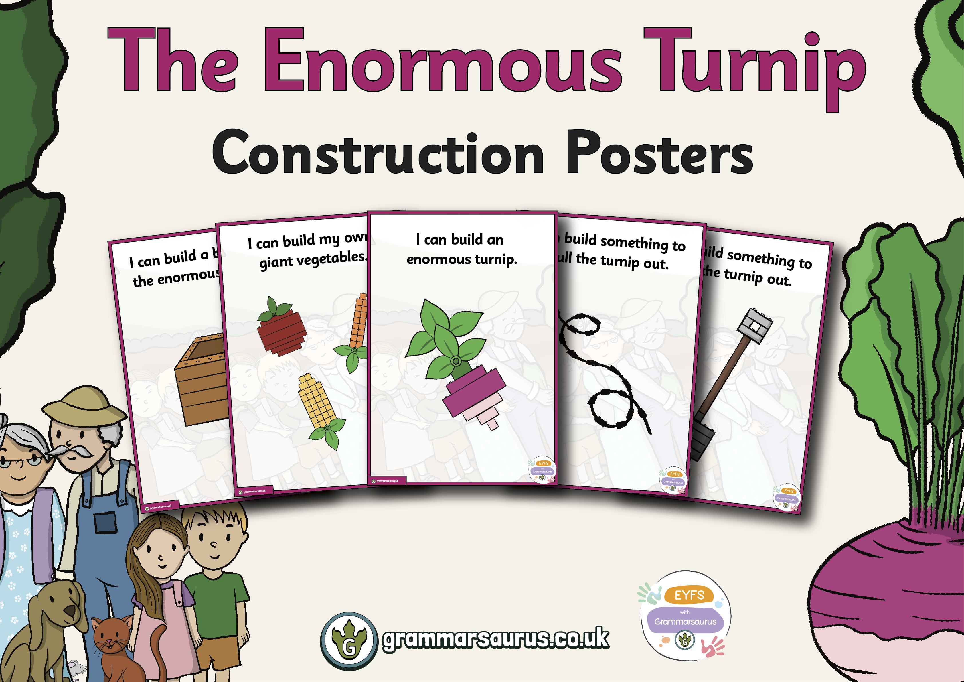 EYFS The Enormous Turnip - Construction Posters - Grammarsaurus