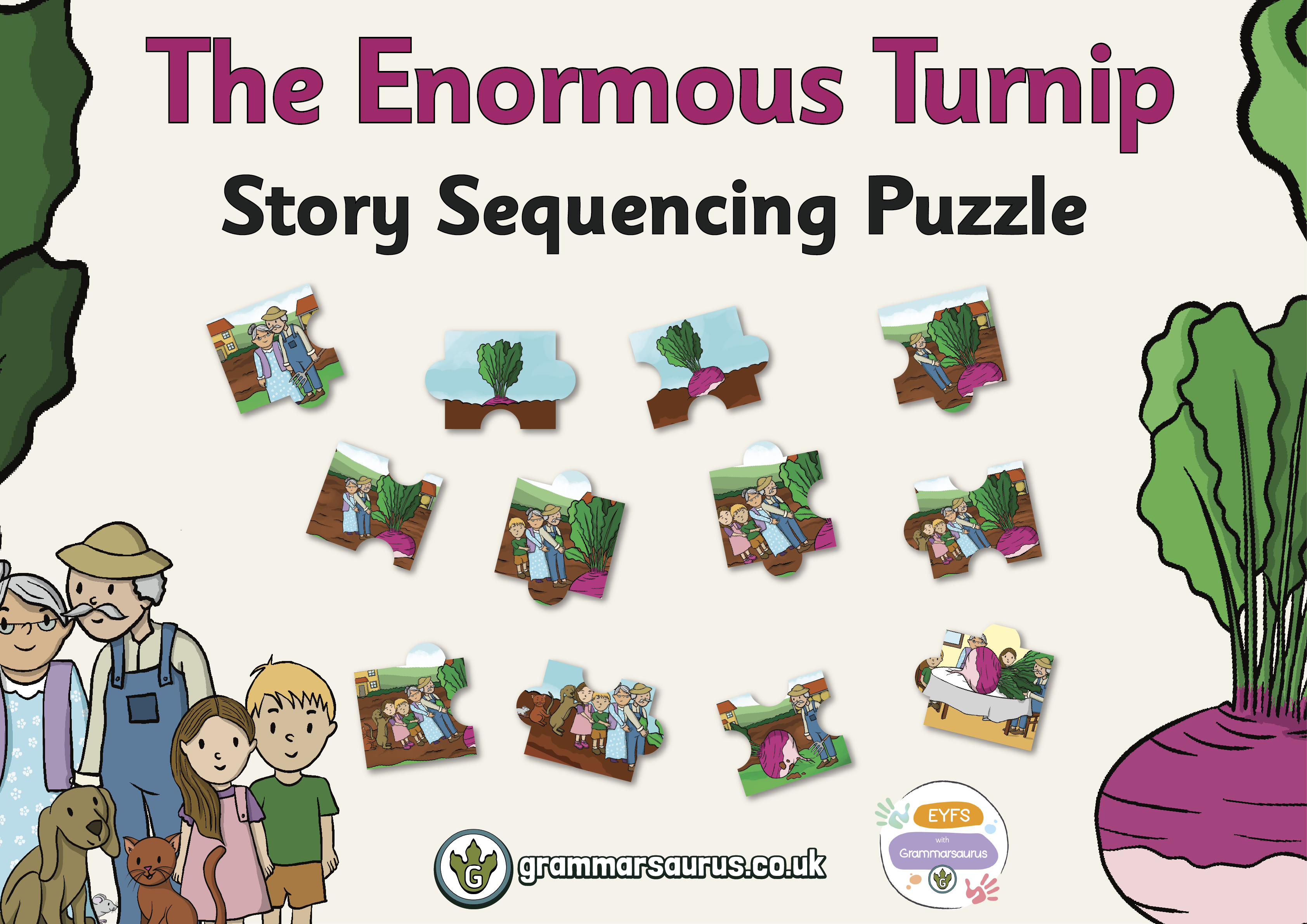 EYFS The Enormous Turnip – Story Sequencing Puzzle - Grammarsaurus
