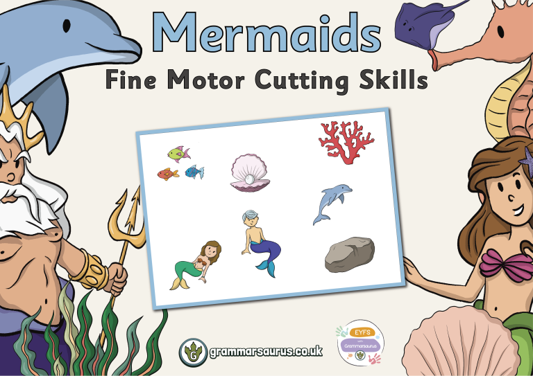 EYFS Mermaids - Fine Motor Cutting Skills - Grammarsaurus
