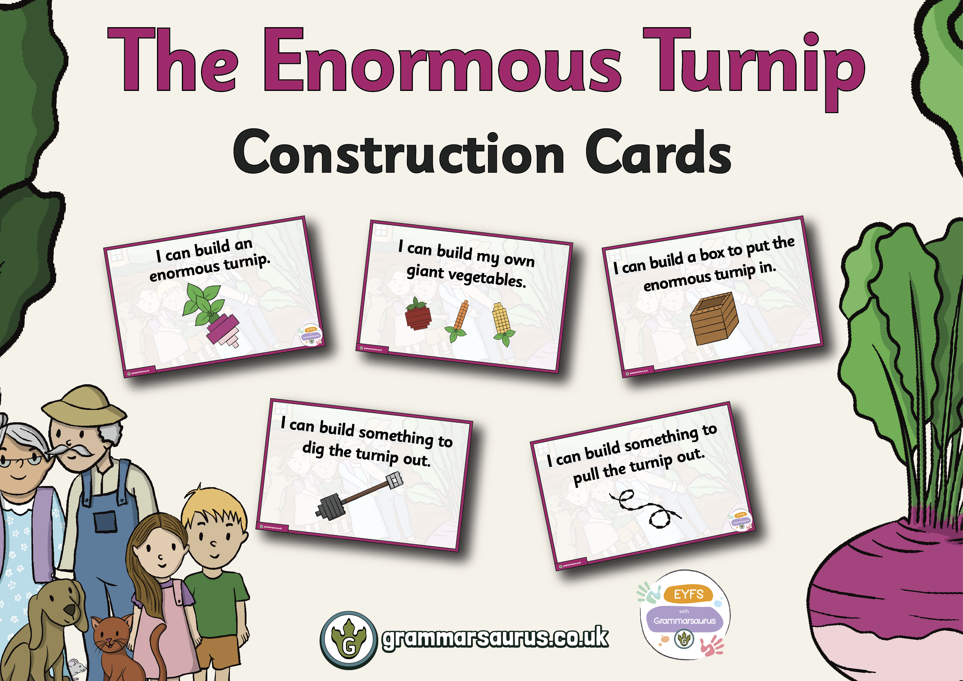 EYFS The Enormous Turnip - Construction Cards - Grammarsaurus