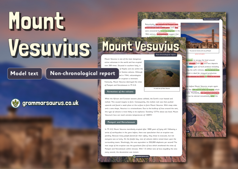 Year 4 Model Text – Non-chronological report – Mount Vesuvius - Grammarsaurus