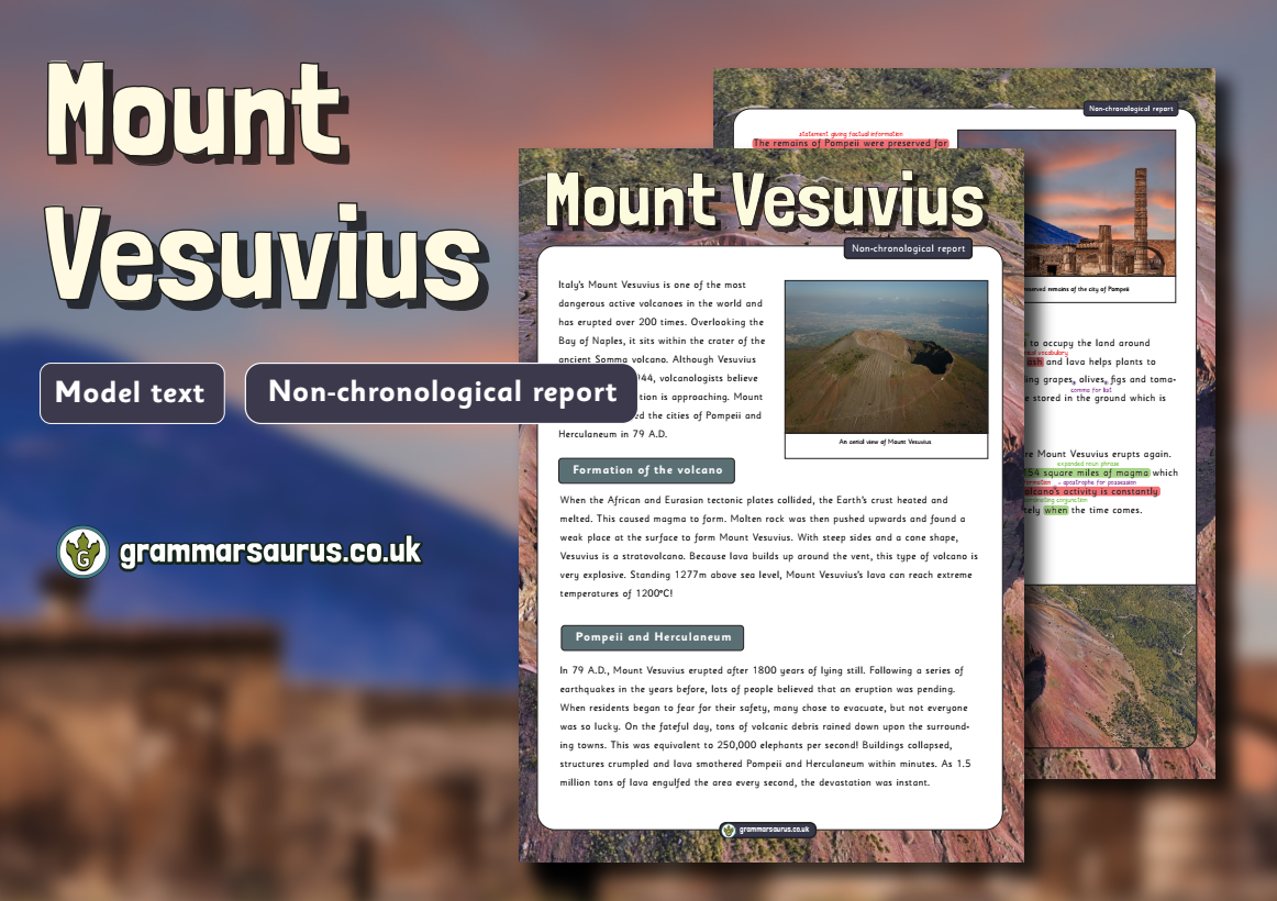 Year 3 Model Text – Non-chronological report – Mount Vesuvius ...