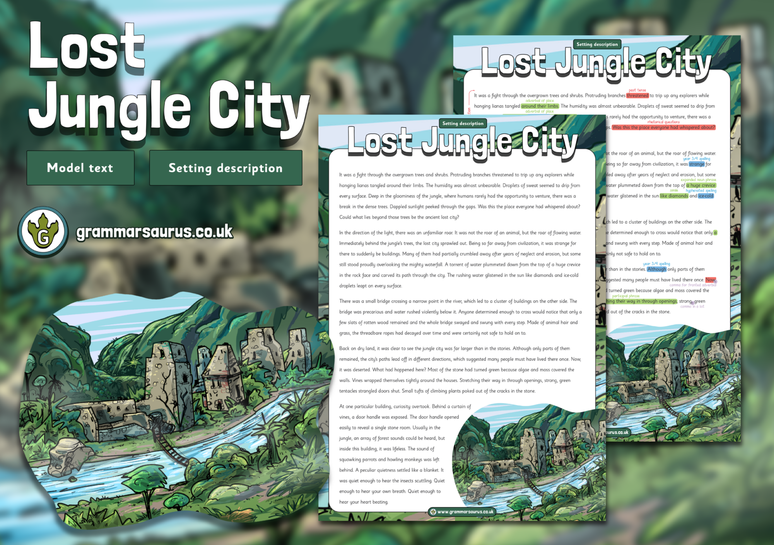 Year 3 Model Text – Setting description – Lost Jungle City - Grammarsaurus
