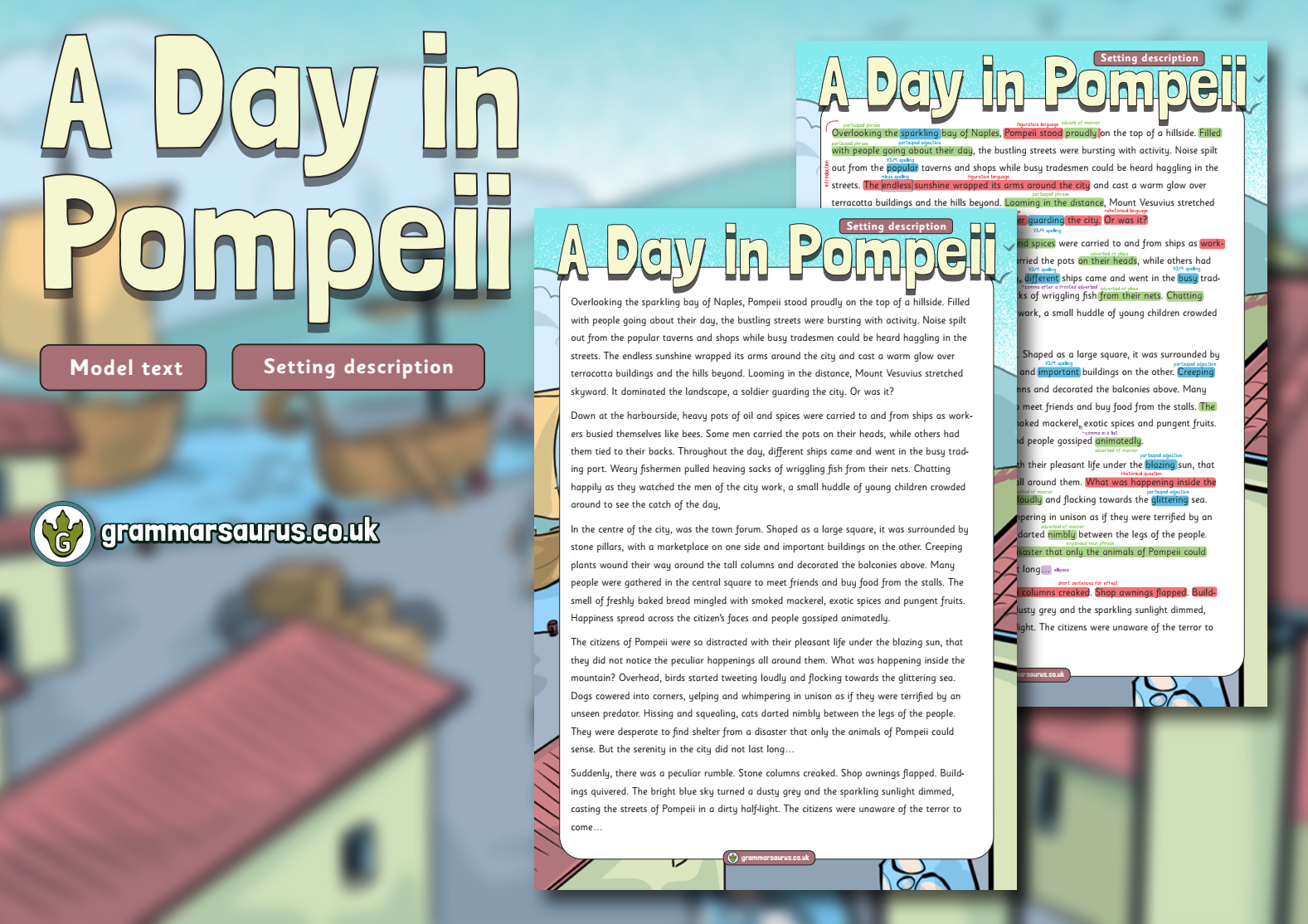 Year 4 Model Text Setting Description A Day In Pompeii Grammarsaurus