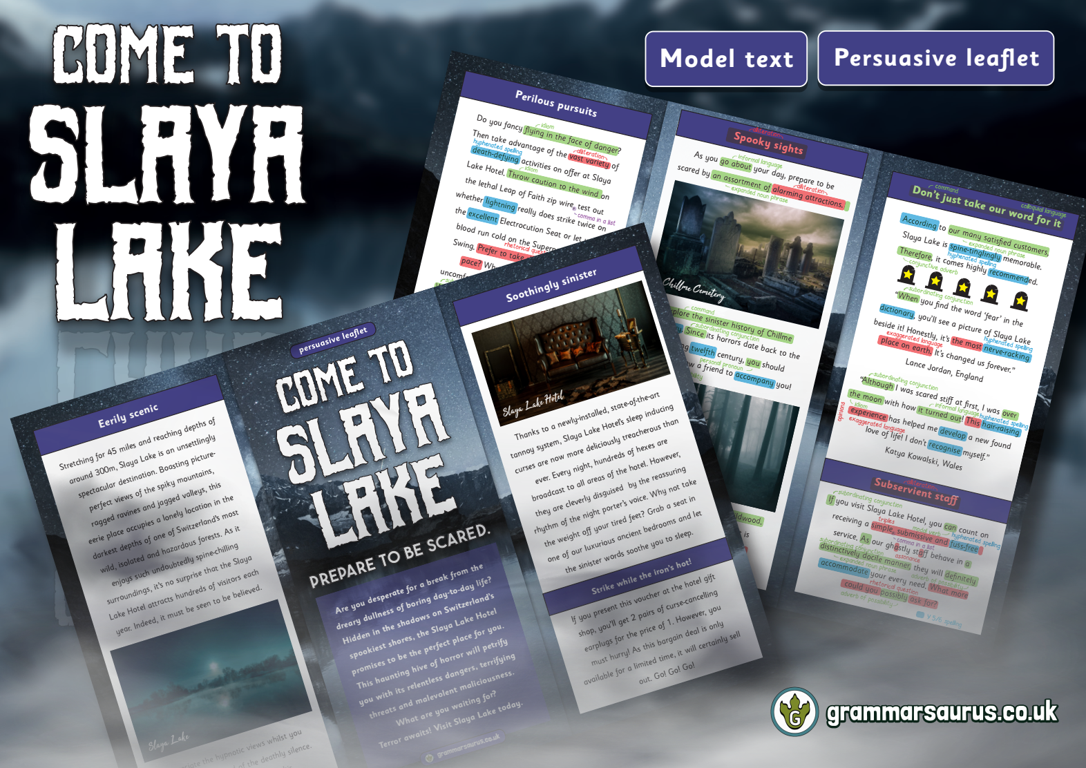 Year 5 Model Text – Persuasive leaflet – Come to Slaya Lake - Grammarsaurus