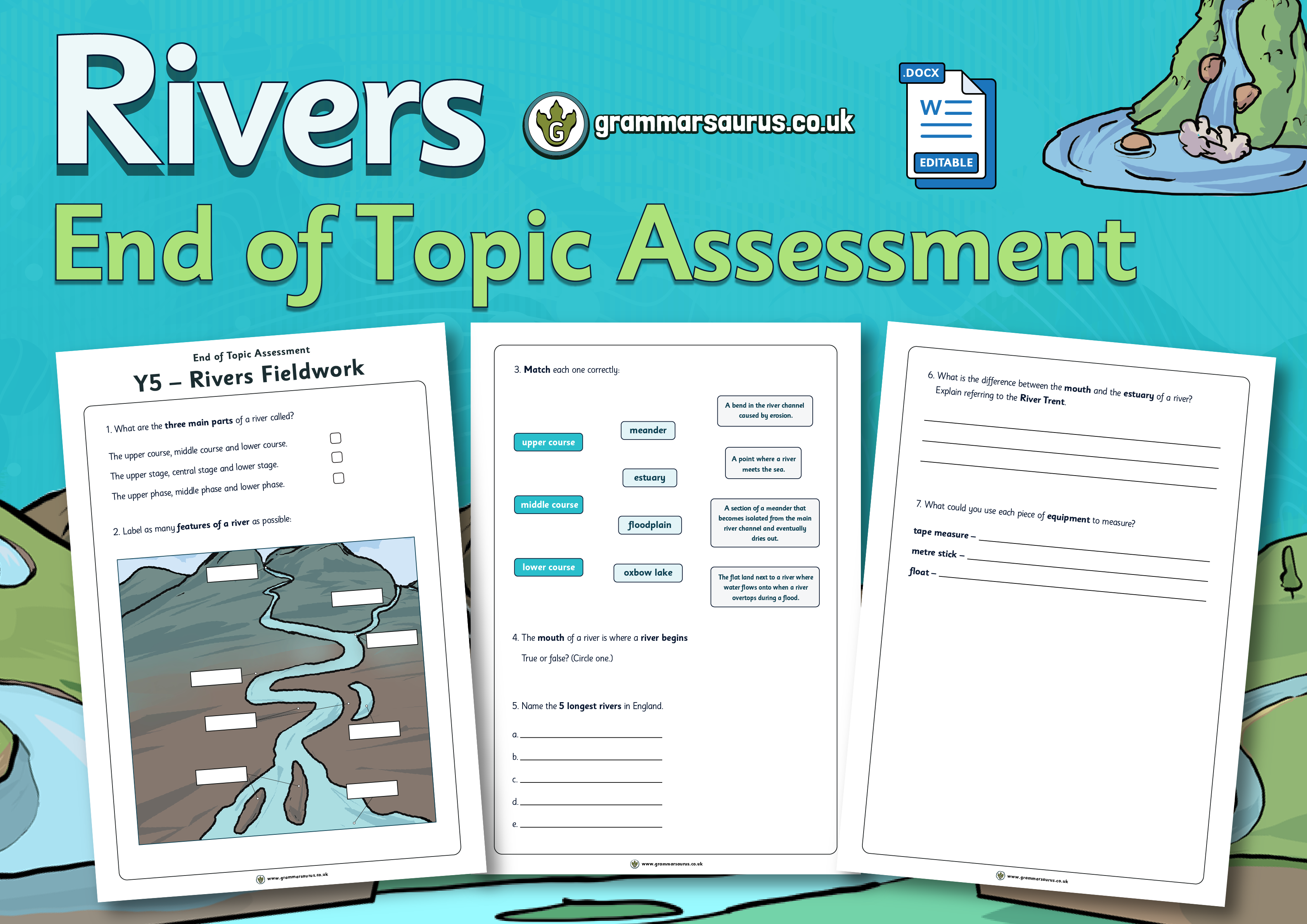 Year 5 Geography – Rivers – End of Topic Assessment - Grammarsaurus