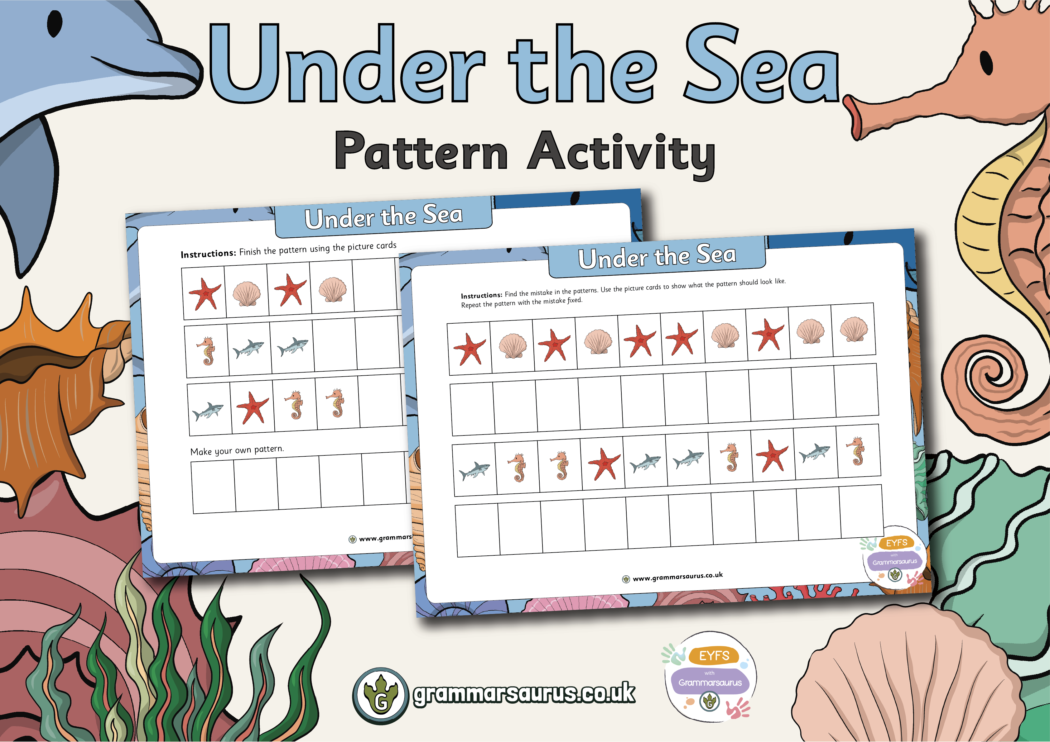 EYFS Under the Sea – Pattern Activity - Grammarsaurus