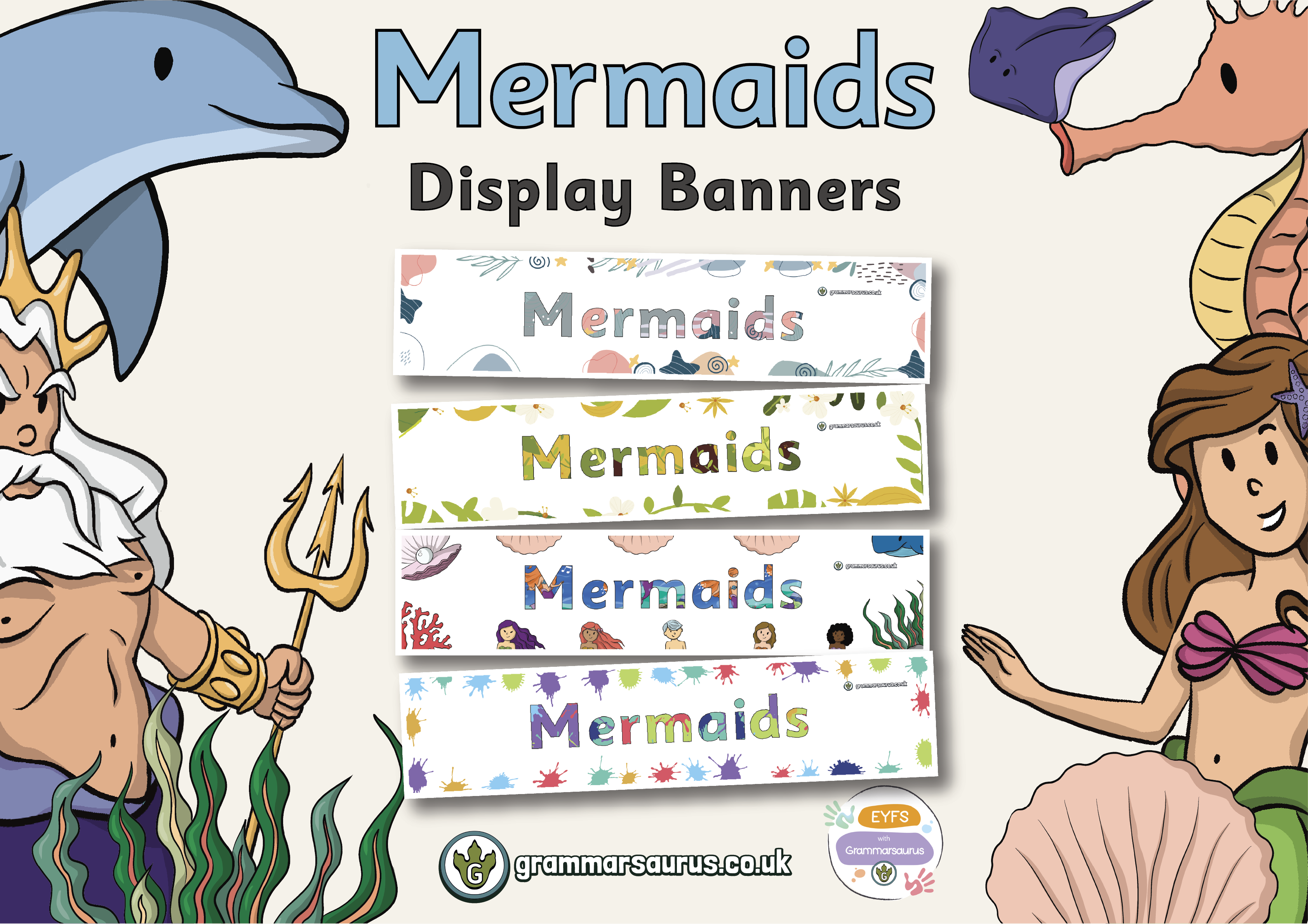 EYFS Mermaids - Display Banners - Grammarsaurus