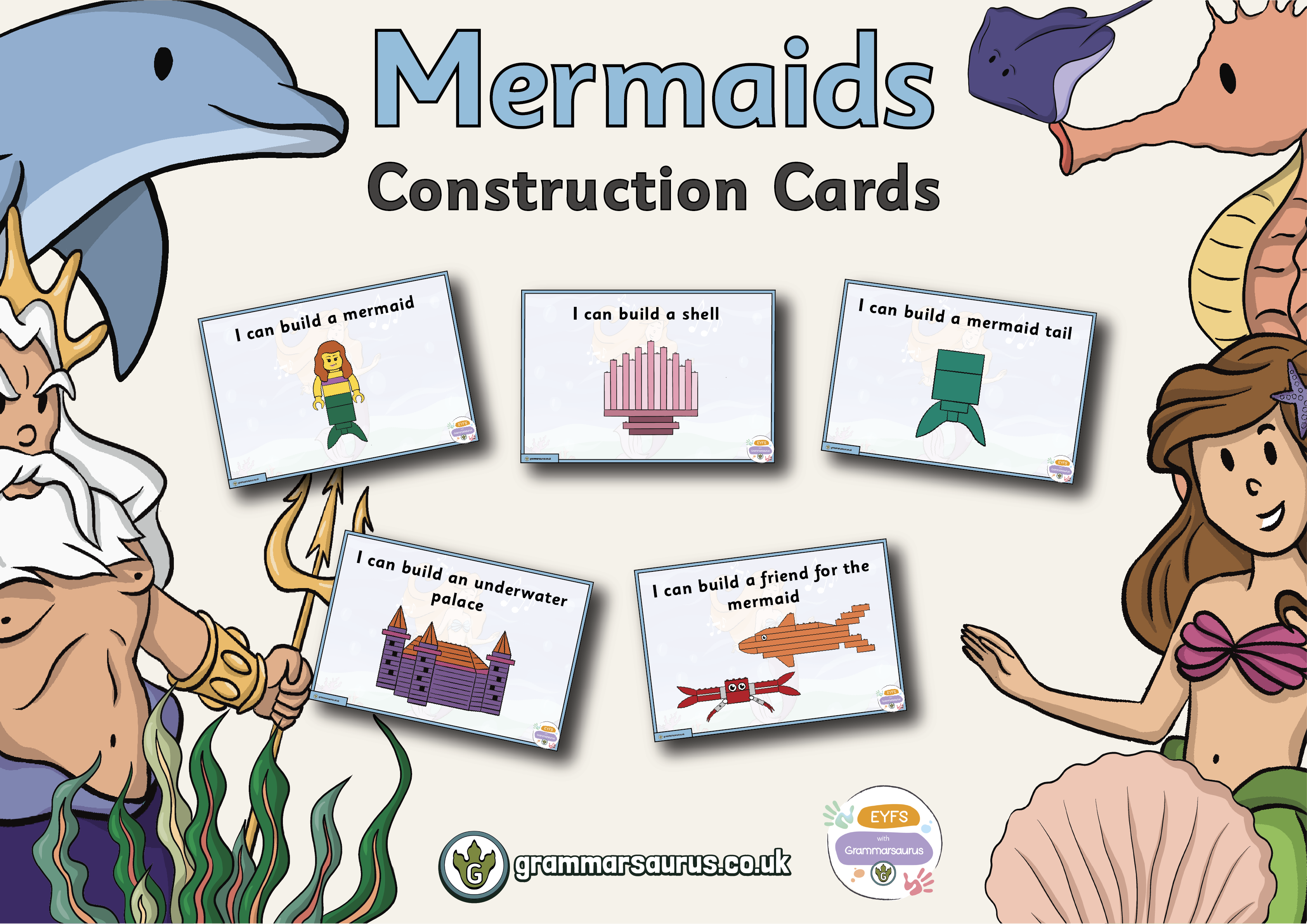 EYFS Mermaids – Construction Cards - Grammarsaurus