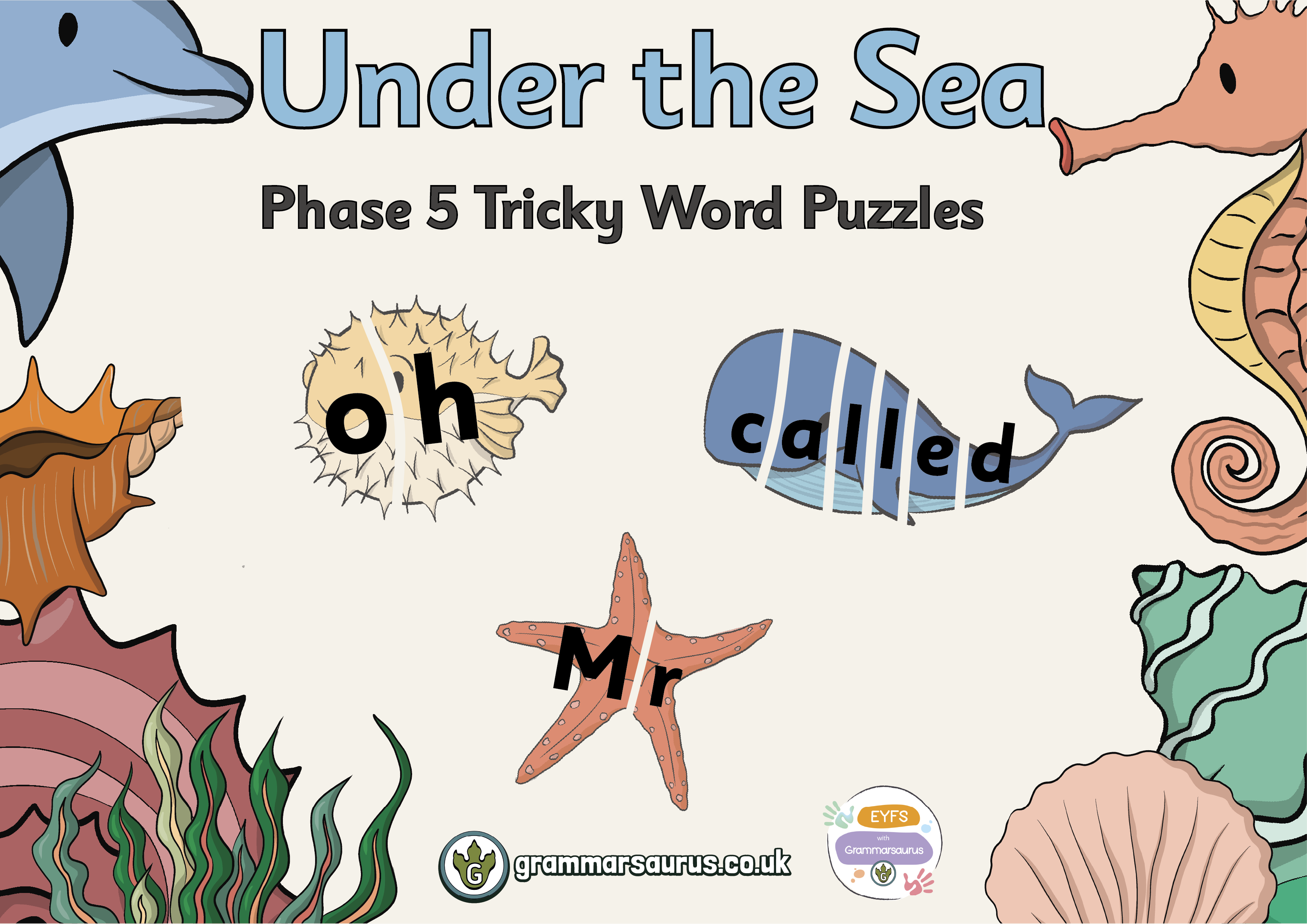 EYFS Under the Sea – Phase 5 Tricky Word Puzzles - Grammarsaurus