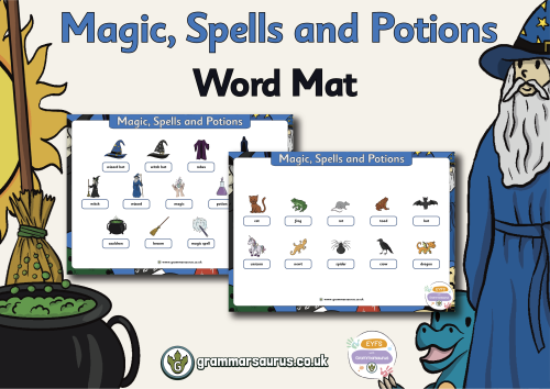 EYFS Magic, Spells and Potions - Word Mat - Grammarsaurus