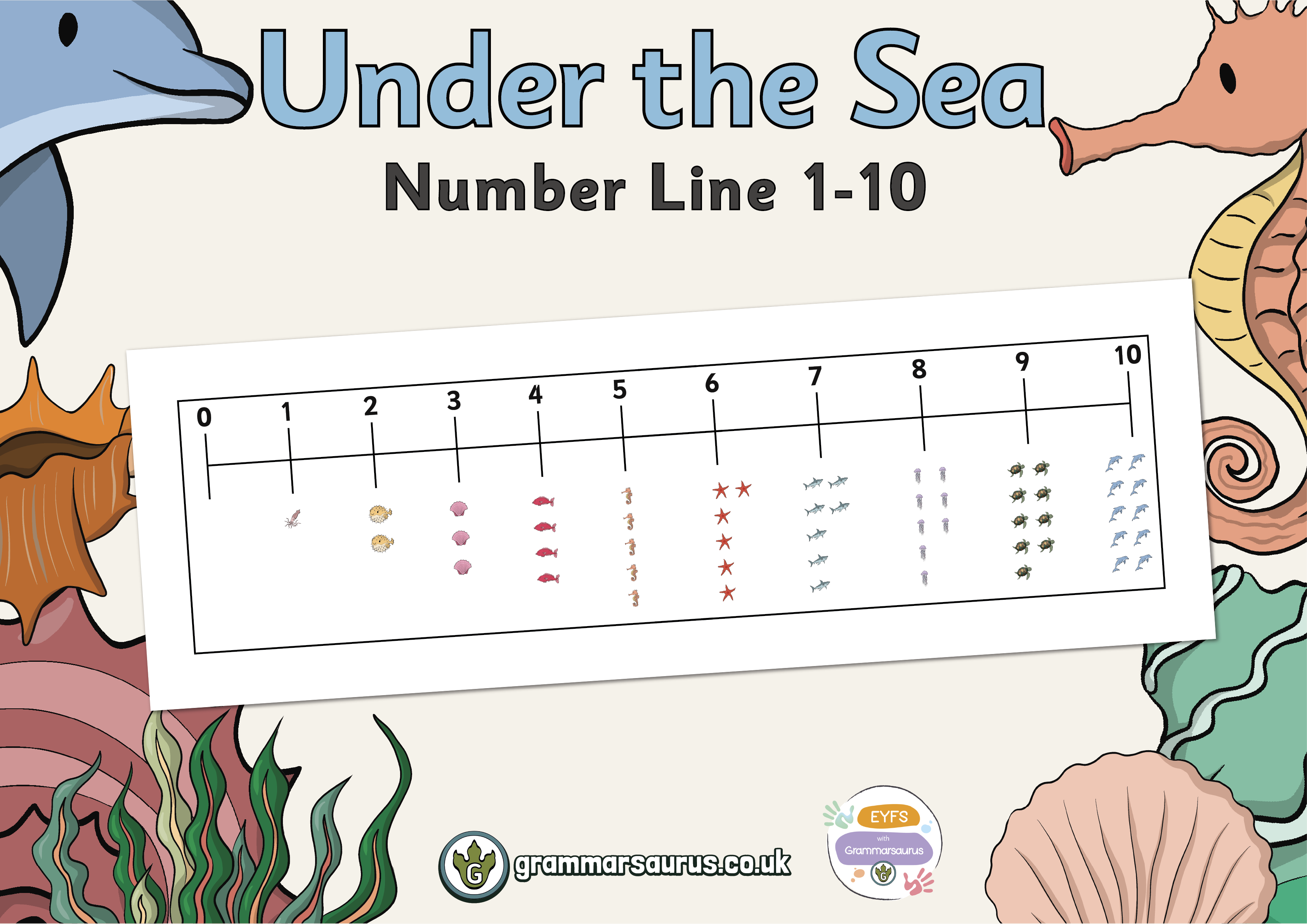 EYFS Under the Sea – Number Line 1-10 - Grammarsaurus