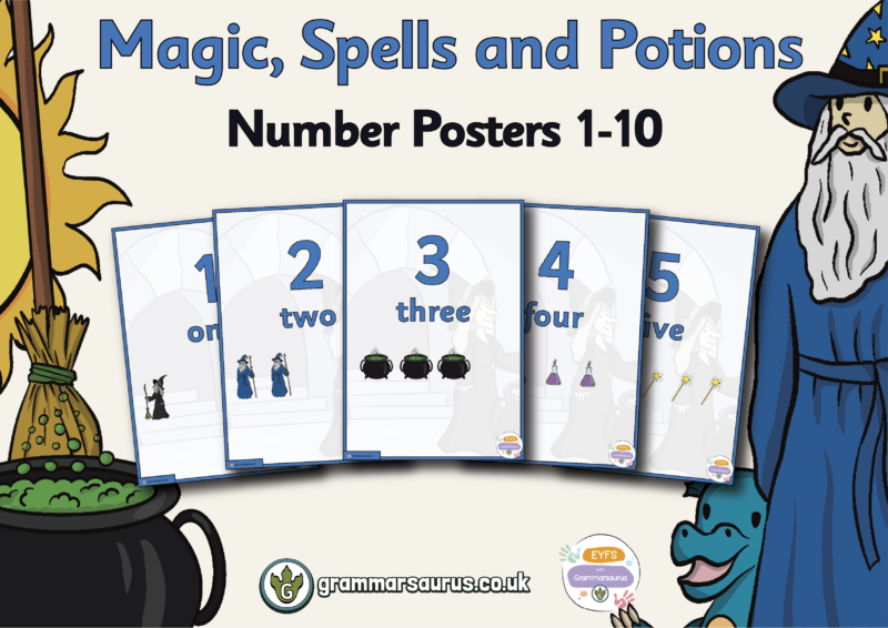 EYFS Magic, Spells and Potions – Number Posters 1-10 - Grammarsaurus