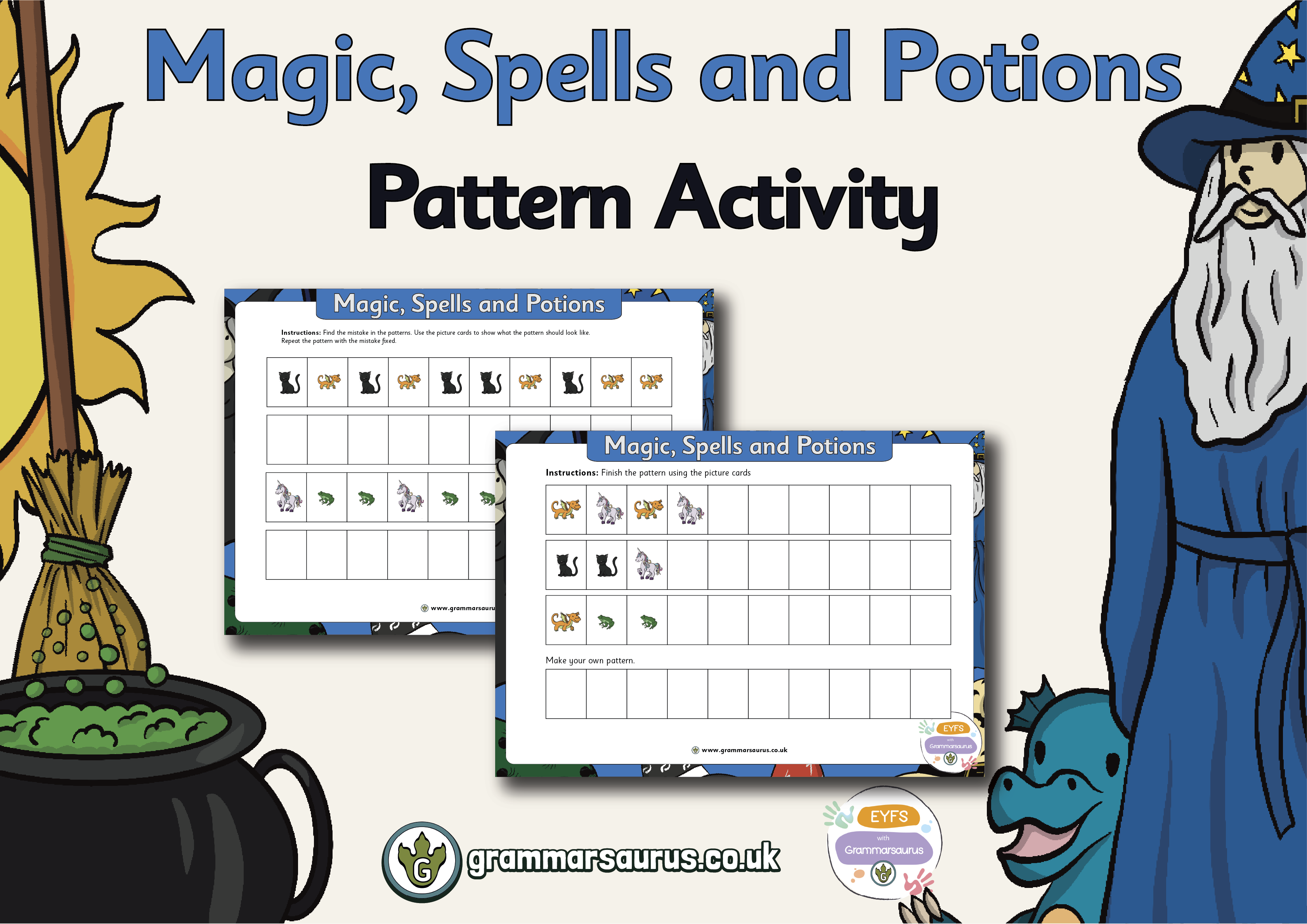EYFS Magic, Spells and Potions – Pattern Activity - Grammarsaurus
