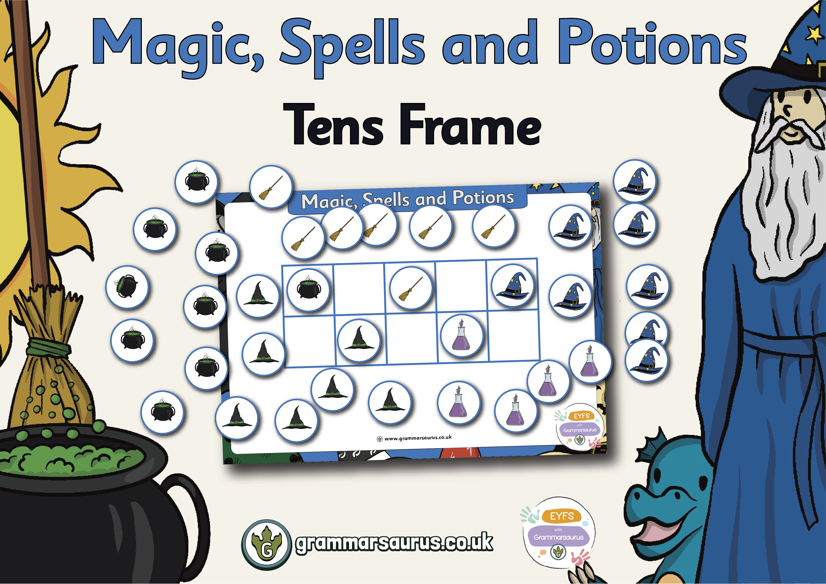 EYFS Magic, Spells and Potions – Tens Frame - Grammarsaurus