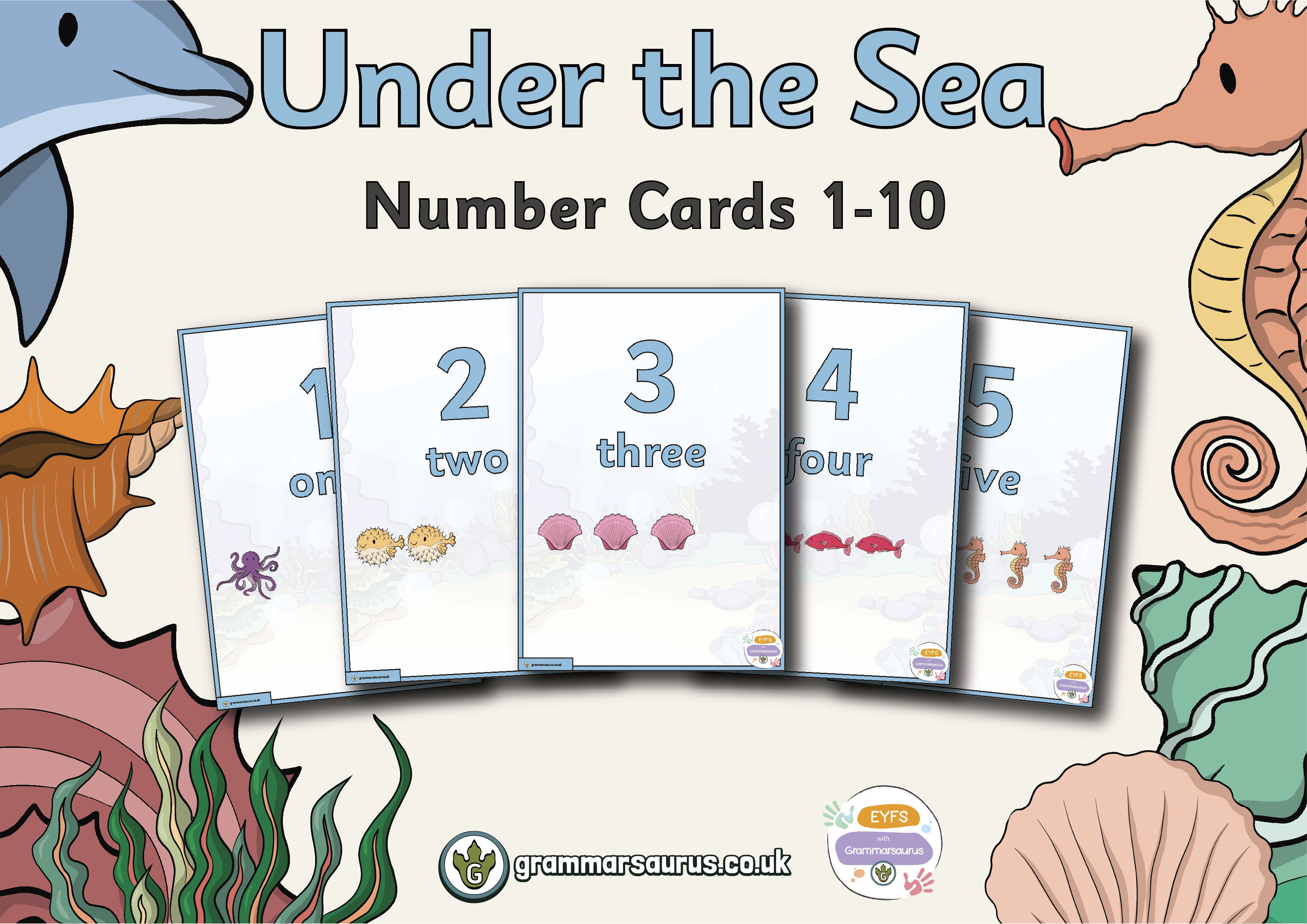 EYFS Under the Sea – Number Cards 1-10 - Grammarsaurus