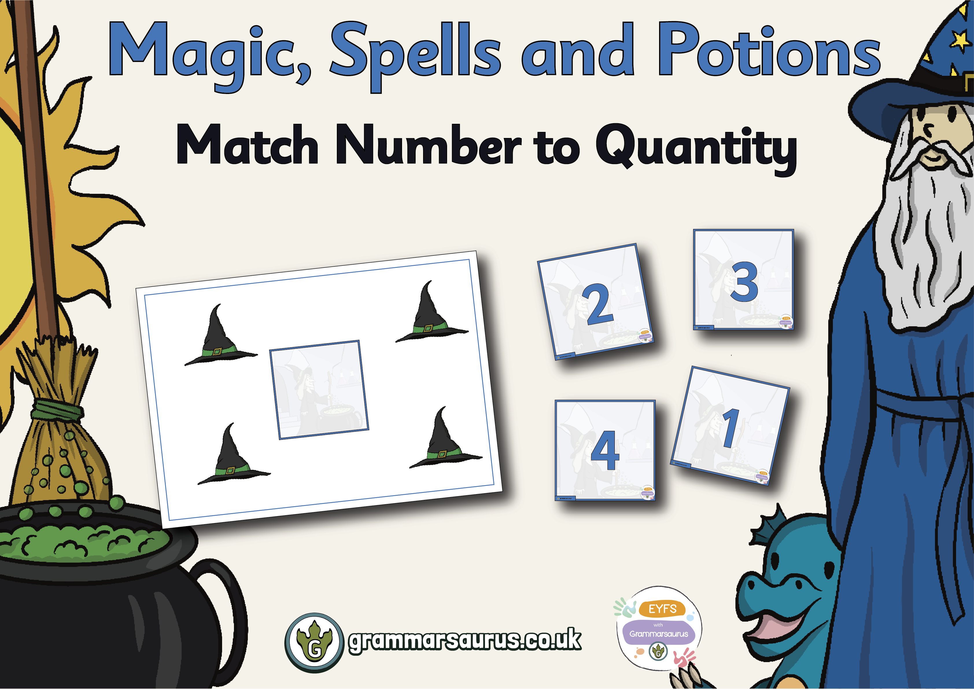 EYFS Magic, Spells and Potions – Match Number to Quantity - Grammarsaurus